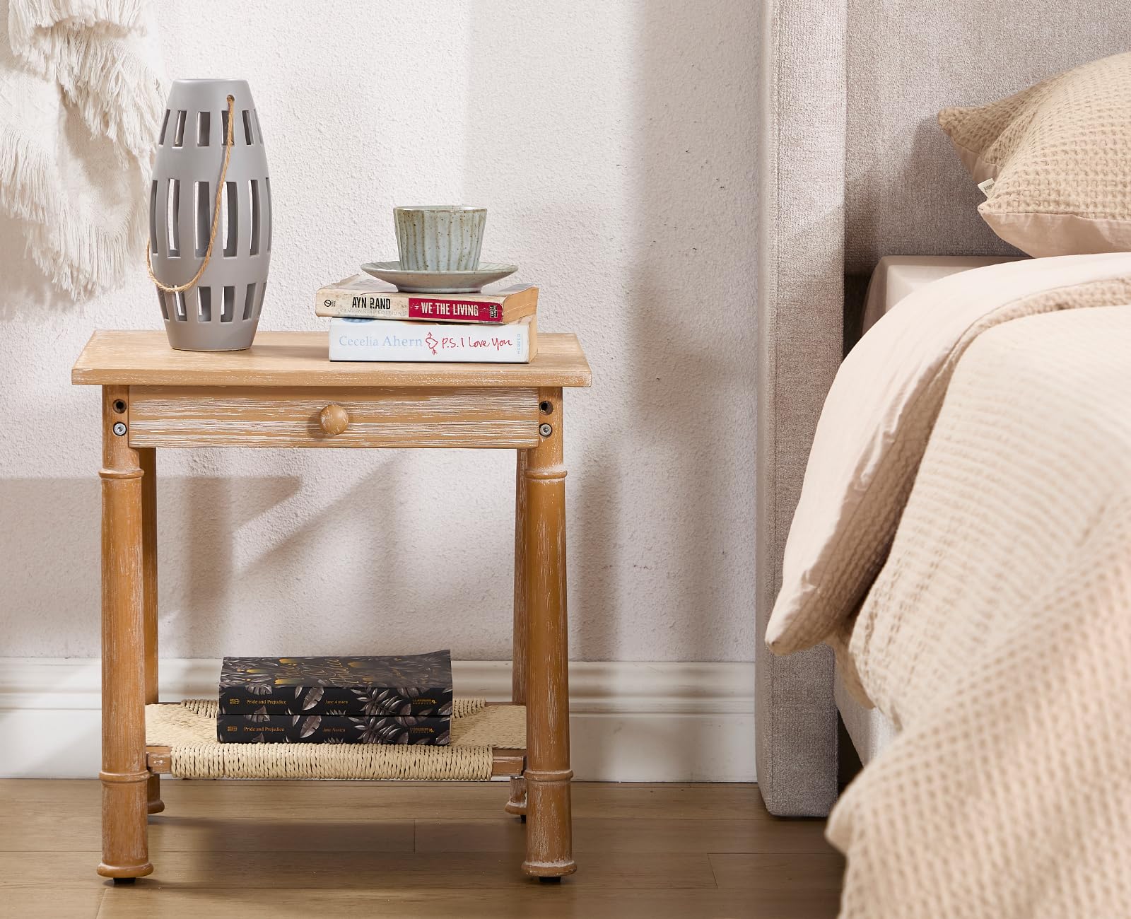 Amazon.com: chairus 18'' Square Side Table with Drawer 2-Tier End Table ...