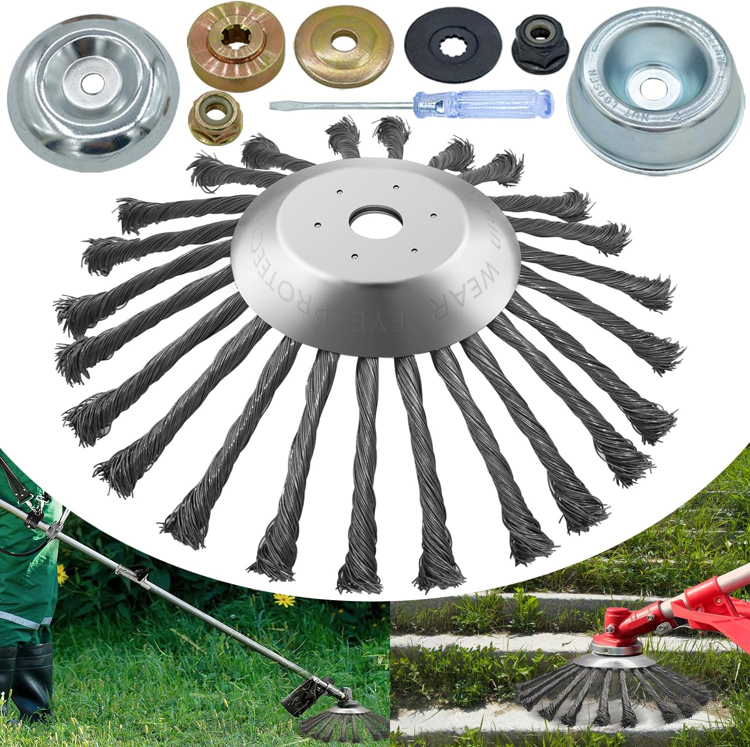 Amazon.com: NeJesZoe 10 Inch Steel Wire Rotary Weed Brush Cutter ...
