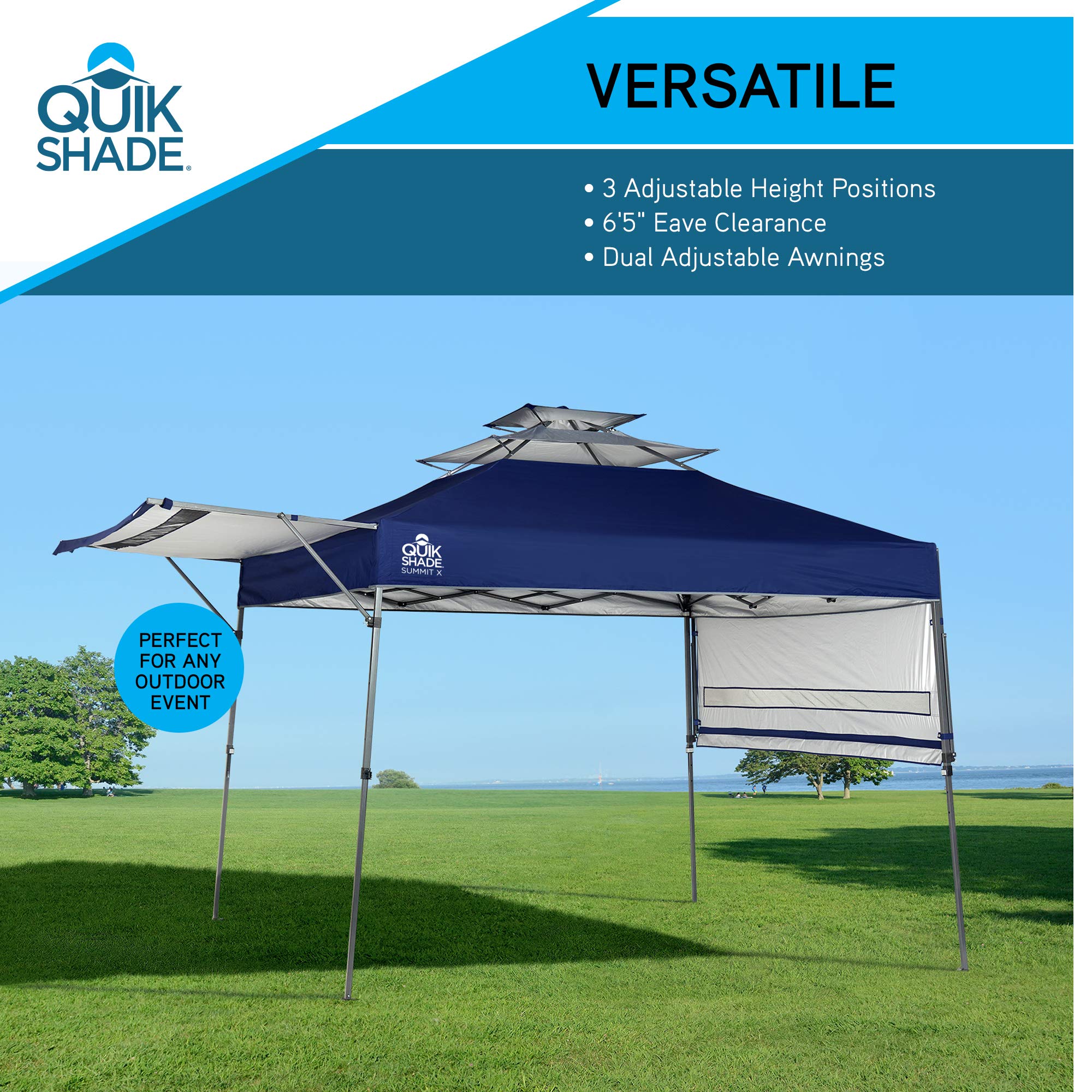 Quik Shade Summit 10 x 17-Foot Instant Canopy with Adjustable Dual Half Awnings, 170 Square Feet ...