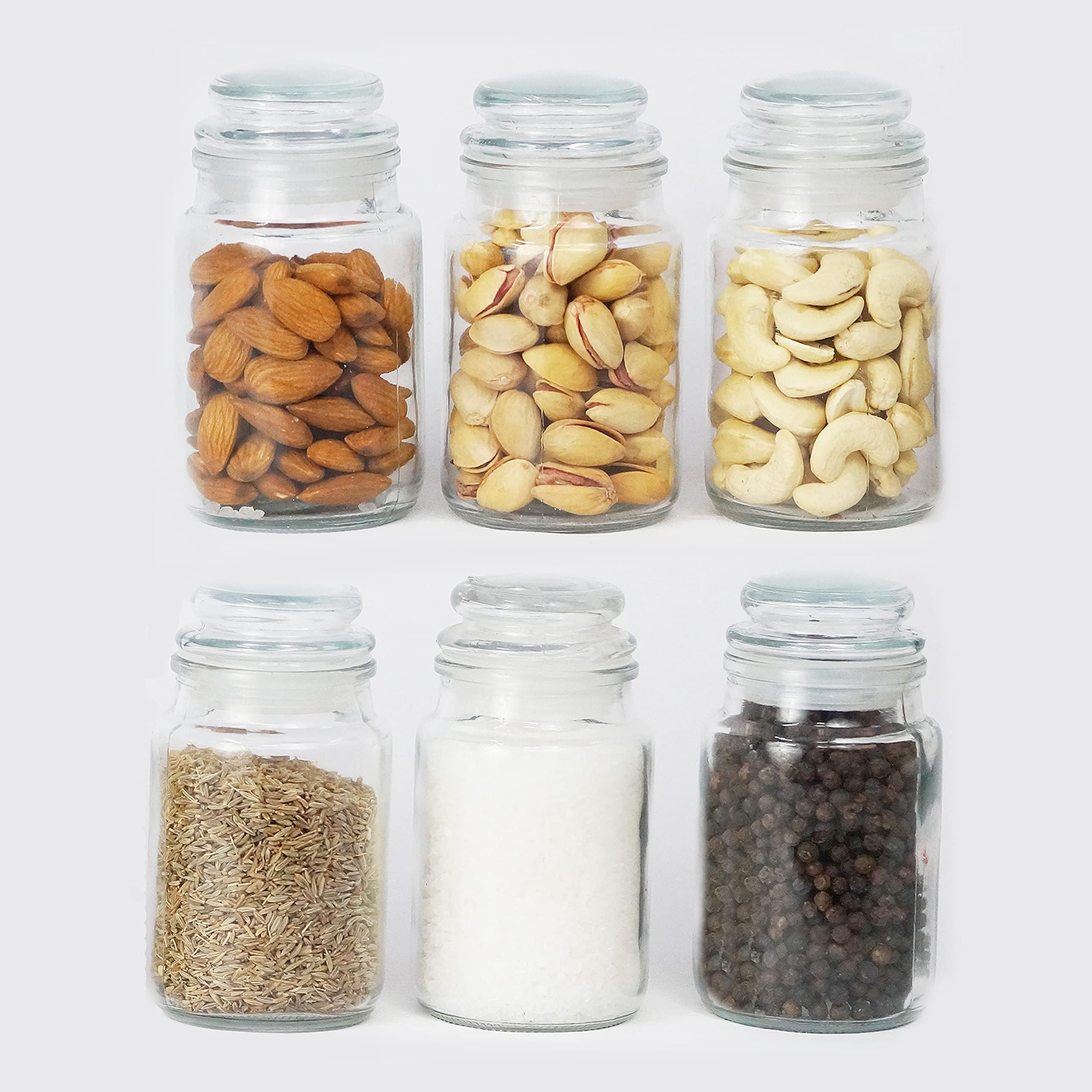 DINEMART 100ML Glass Spice Jar Container, Glass Jars for Kitchen, Dry ...