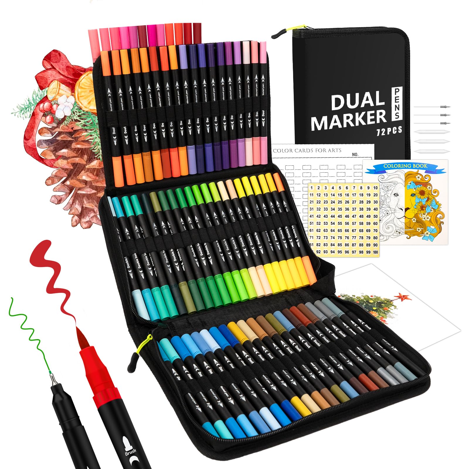 Markers for Adult Coloring Books, 72 Colors Art Markers Set Dual Tip ...