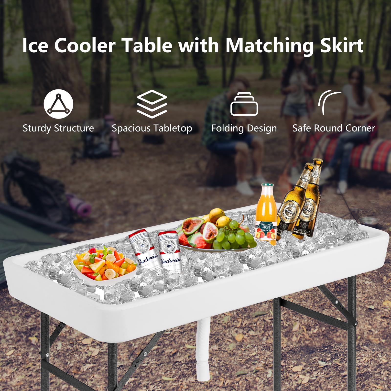 Foldable Outdoor Bar 4ft Foldable Ice Cooler Table With Drain ...