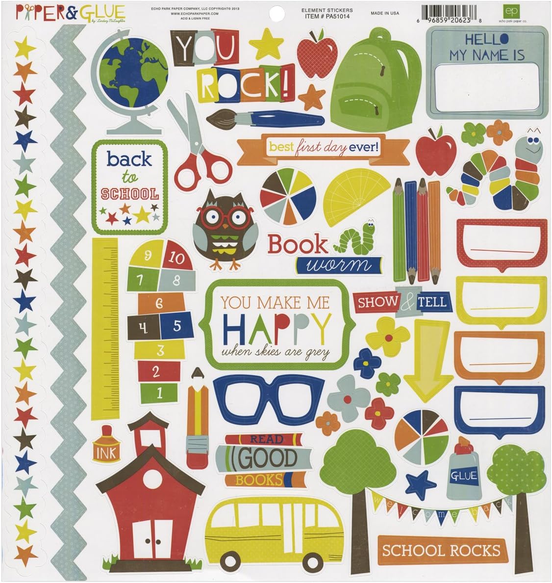 Amazon.com: Paper & Glue Cardstock Stickers 12"X12"-Element