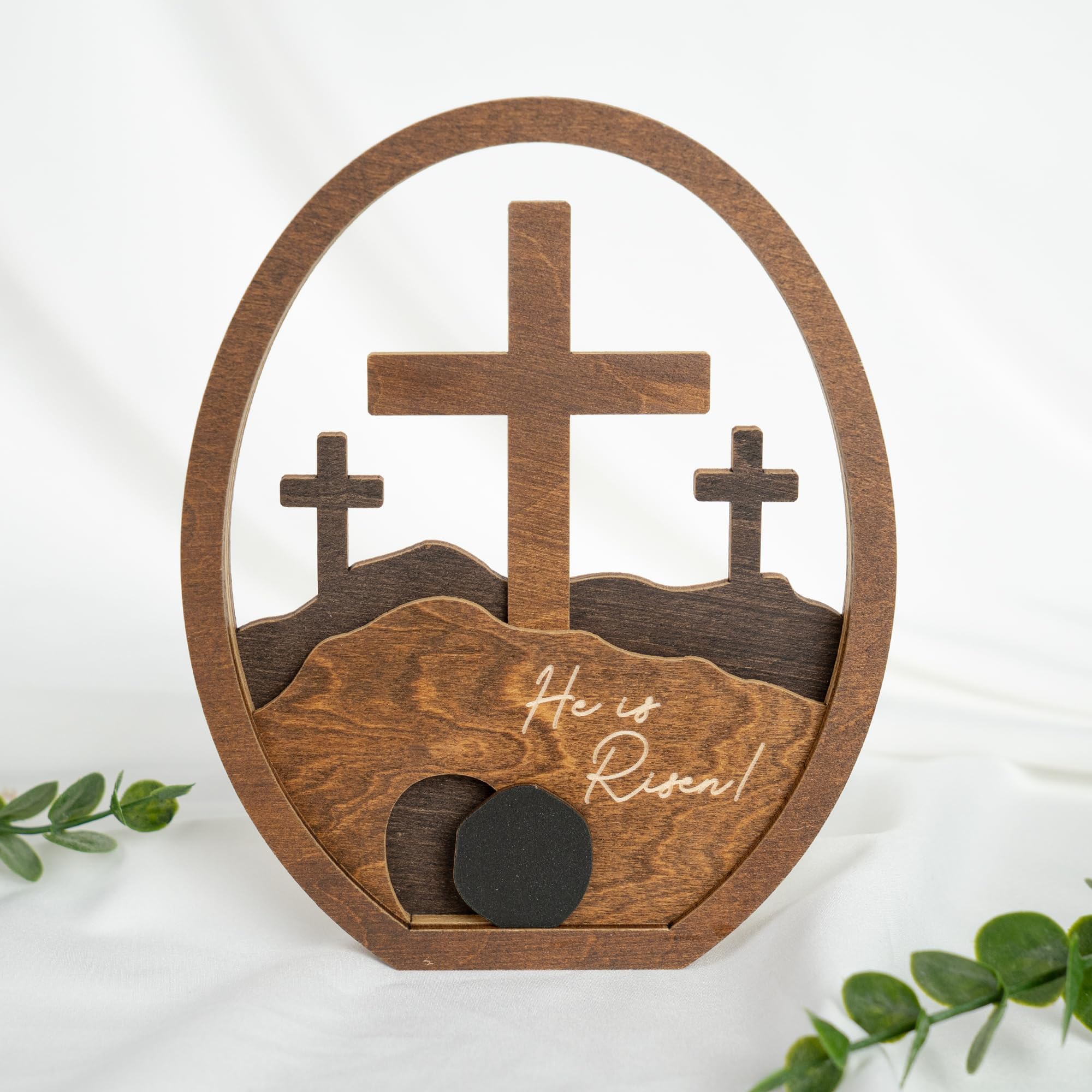 Amazon.com: DONCIDAY Wooden Easter Resurrection Scene and Cross, The ...