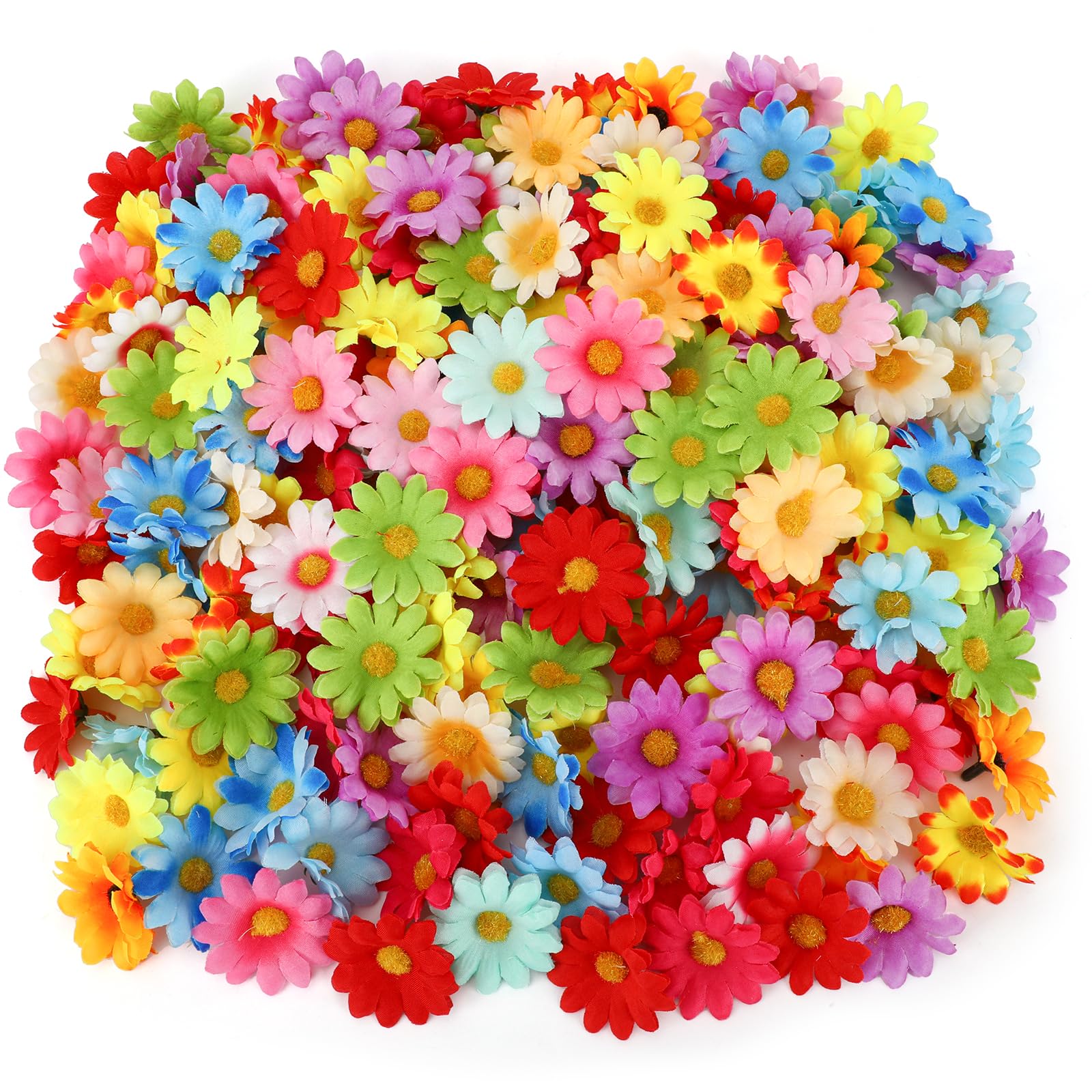 MWOOT 100 Pcs Faux Daisy Flower Heads, Small Artificial Flowers for ...