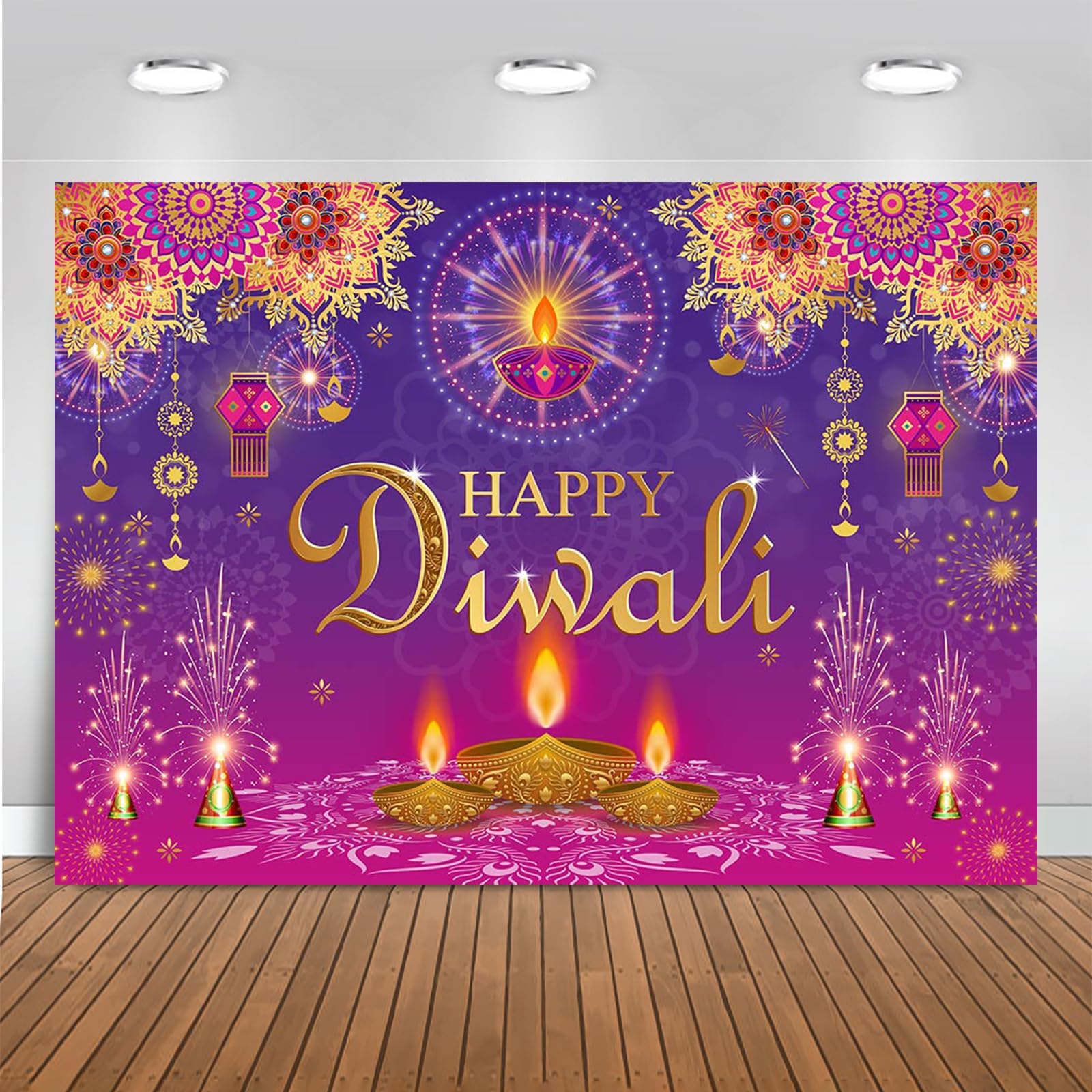 Amazon.com : Mocsick Happy Diwali Backdrop Indian Deepavali Diwali ...