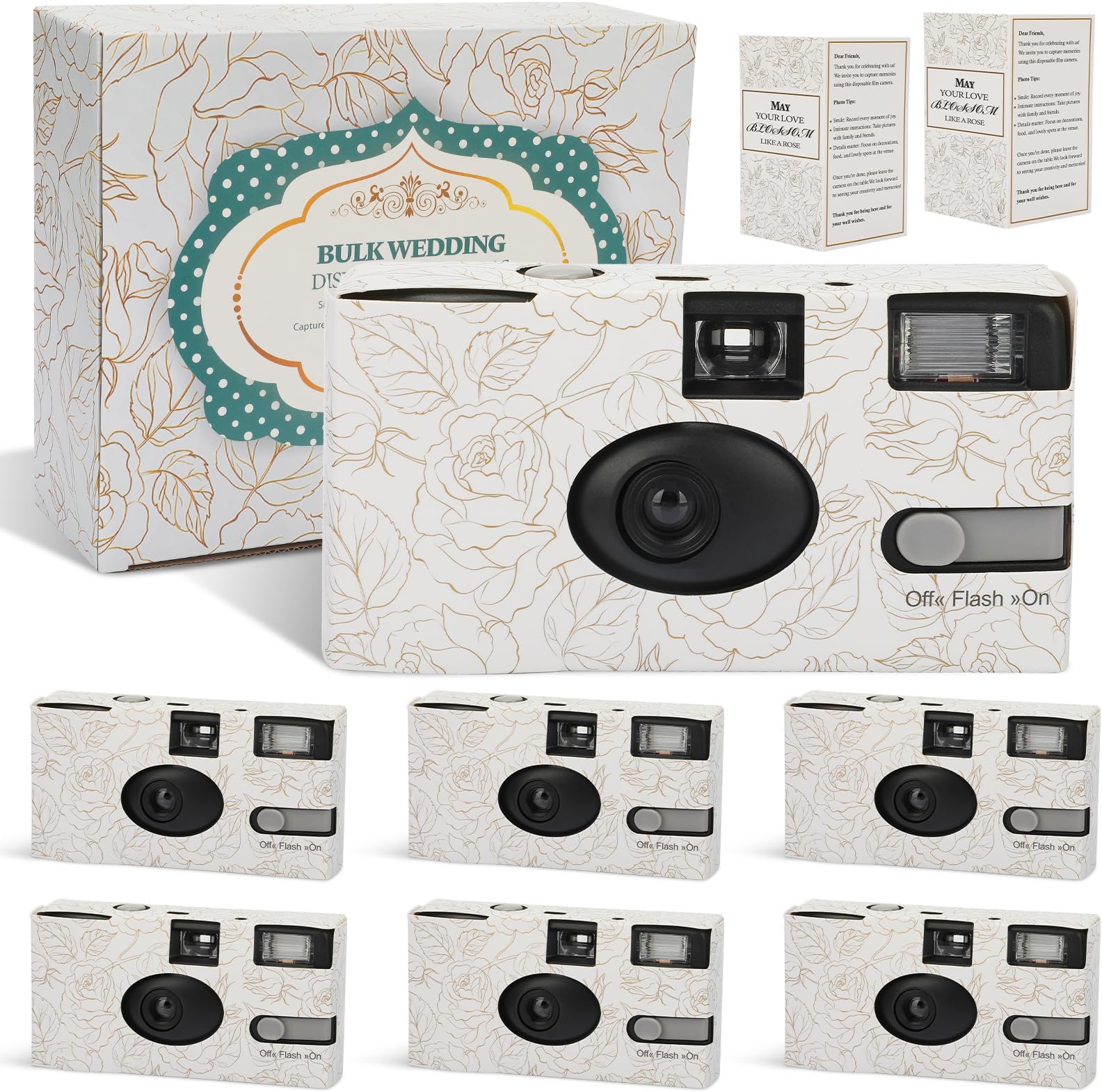 Amazon.com : 6 Pack Disposable Cameras for Wedding Bulk, 35mm Golden ...