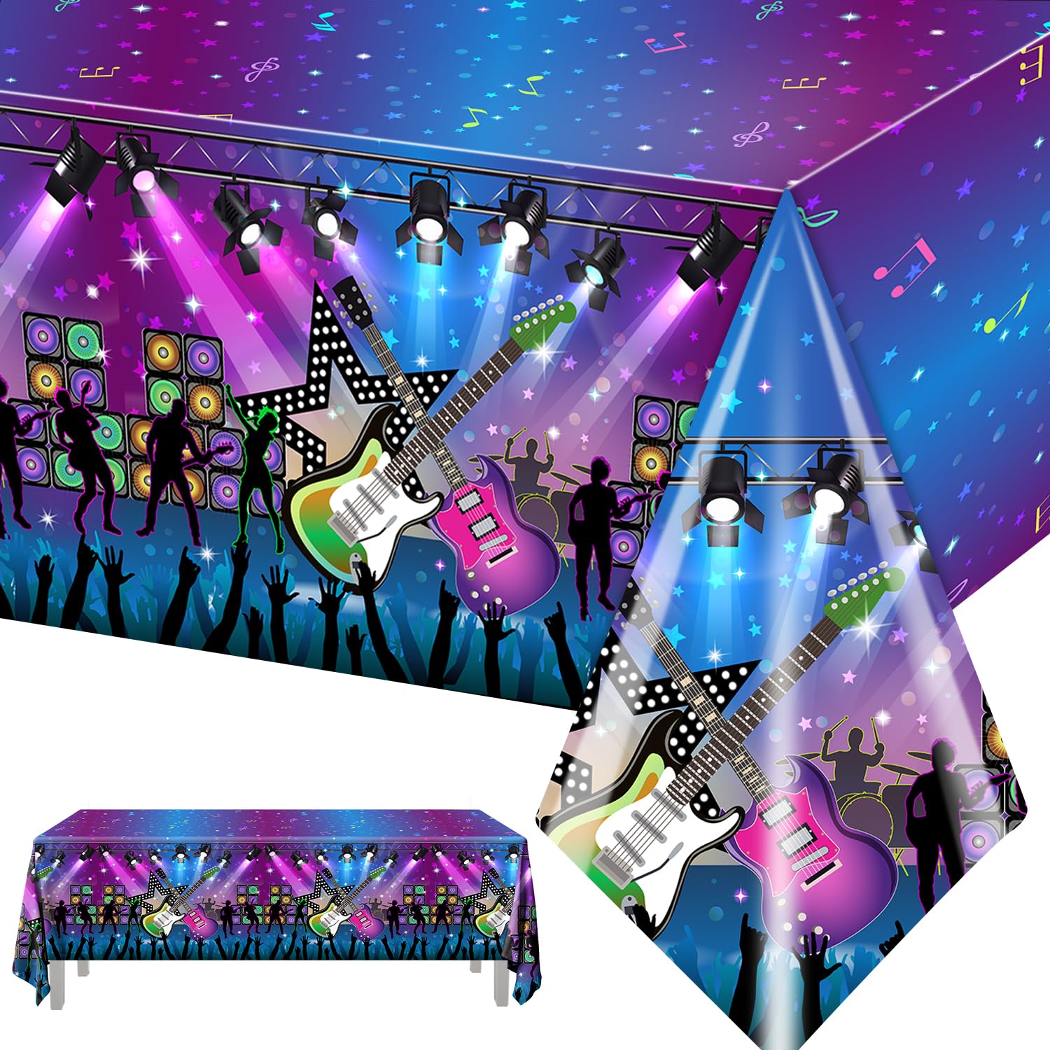 Amazon.com: Gupesxu 3Pieces Music Guitar Party Tablecloth,Music Theme ...