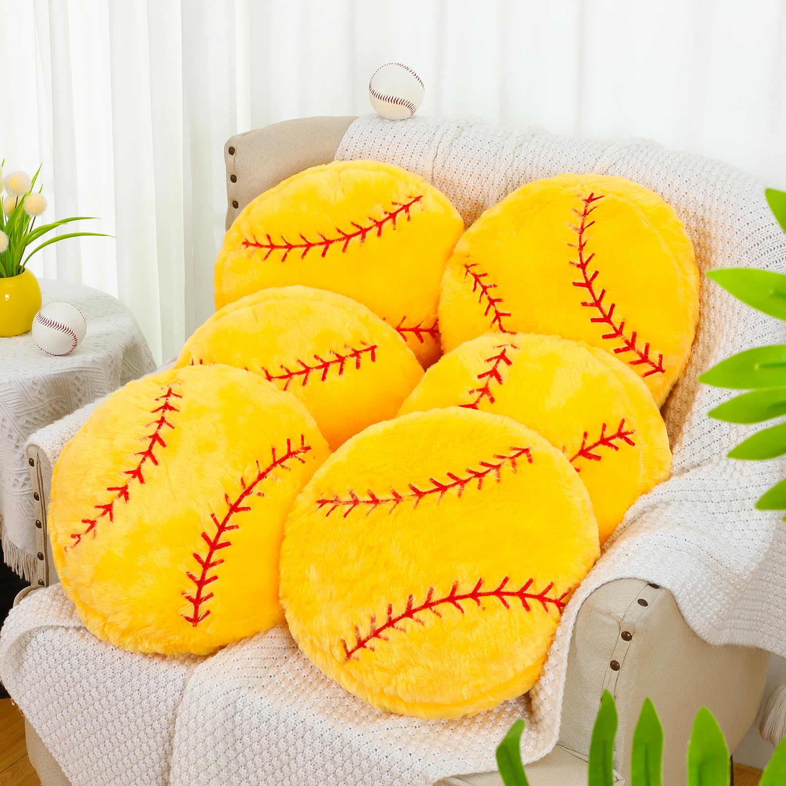 Amazon.com: Gerrii 6 Pcs Softball Pillows 14" Sports Throw Pillow Bulk ...