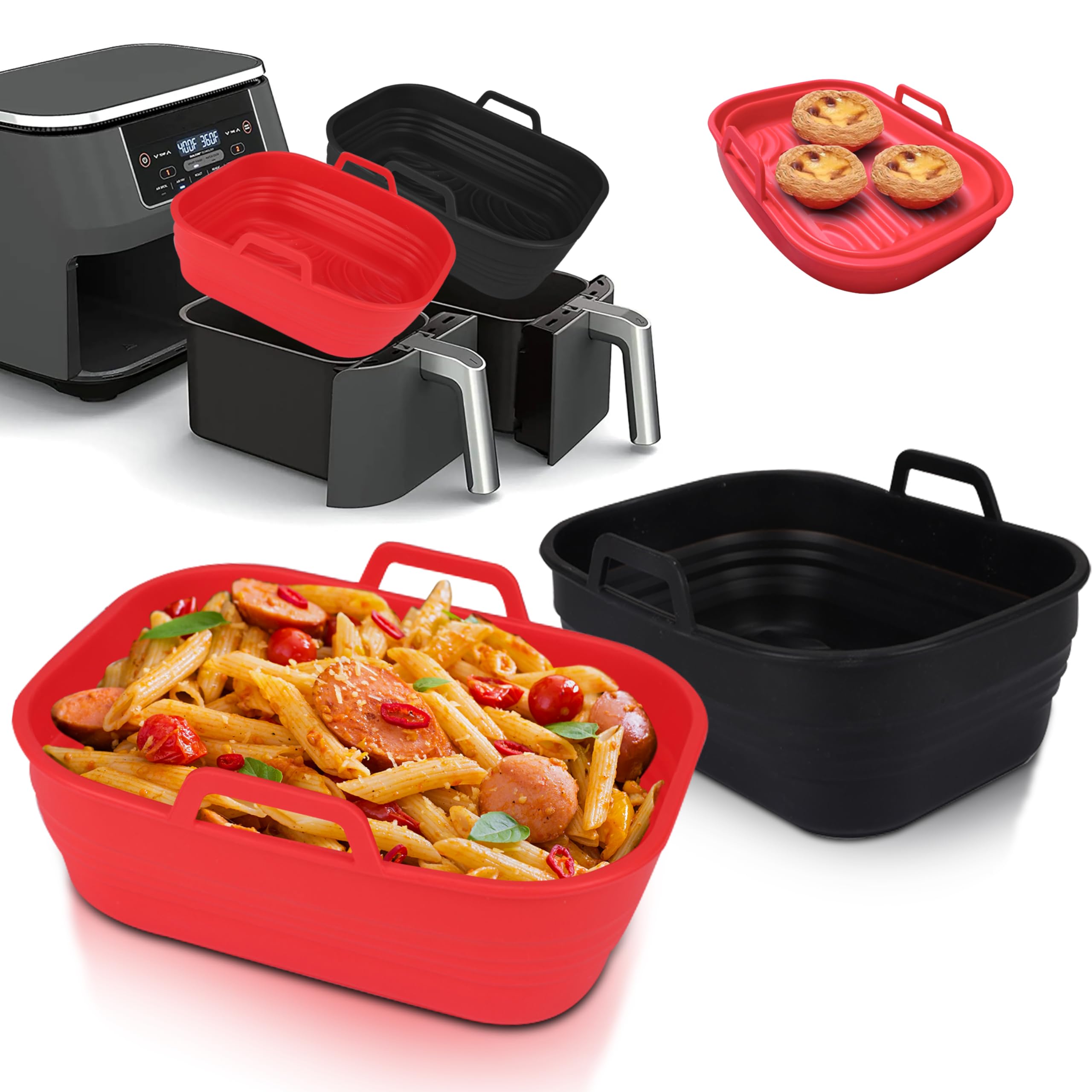 SUMMITRA 2-Pack Premium Collapsible Silicone Air Fryer Liners for Ninja ...