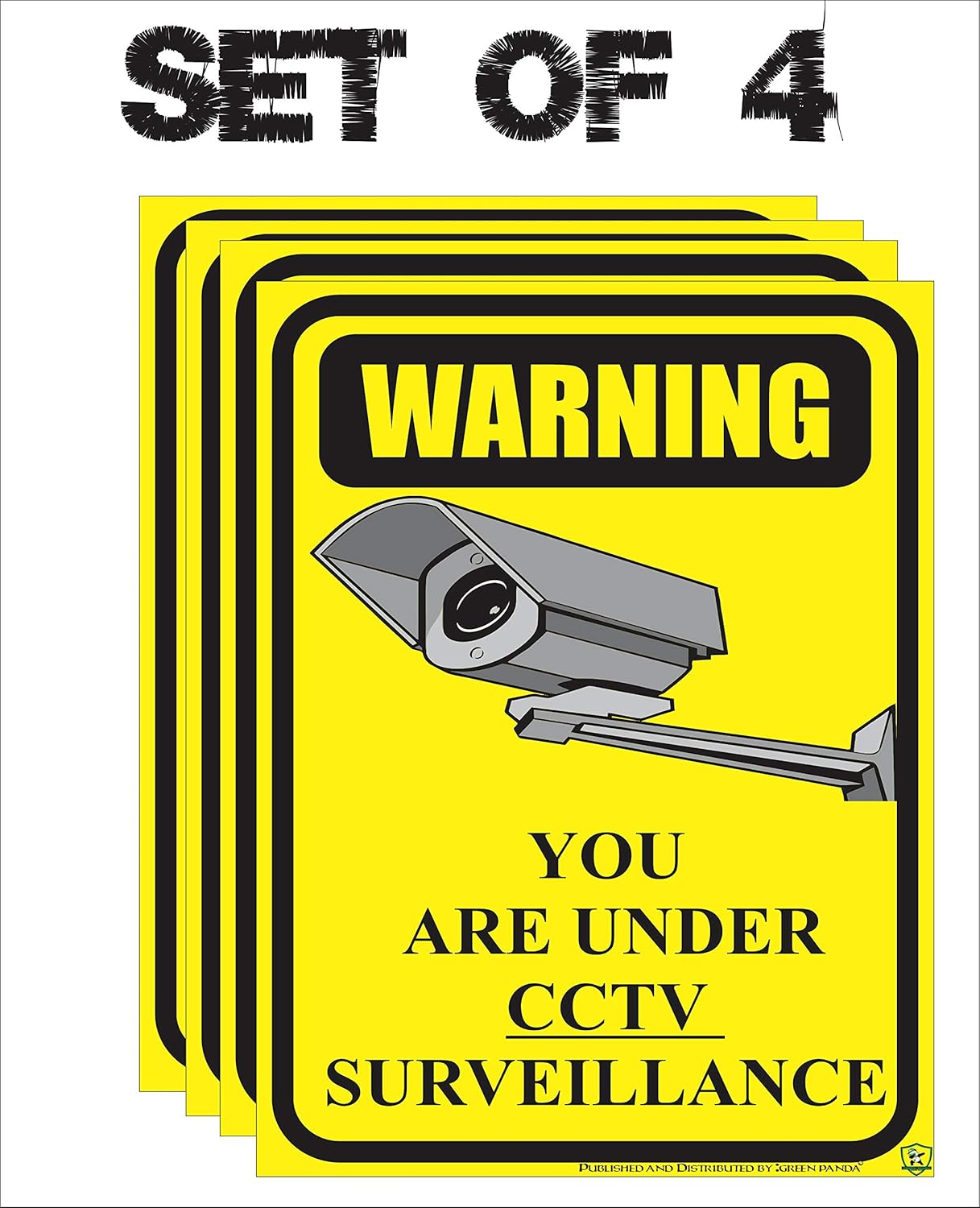 Green Panda®-CCTV Camera Surveillance Sign Board-Set Of 4-Thick cctv ...