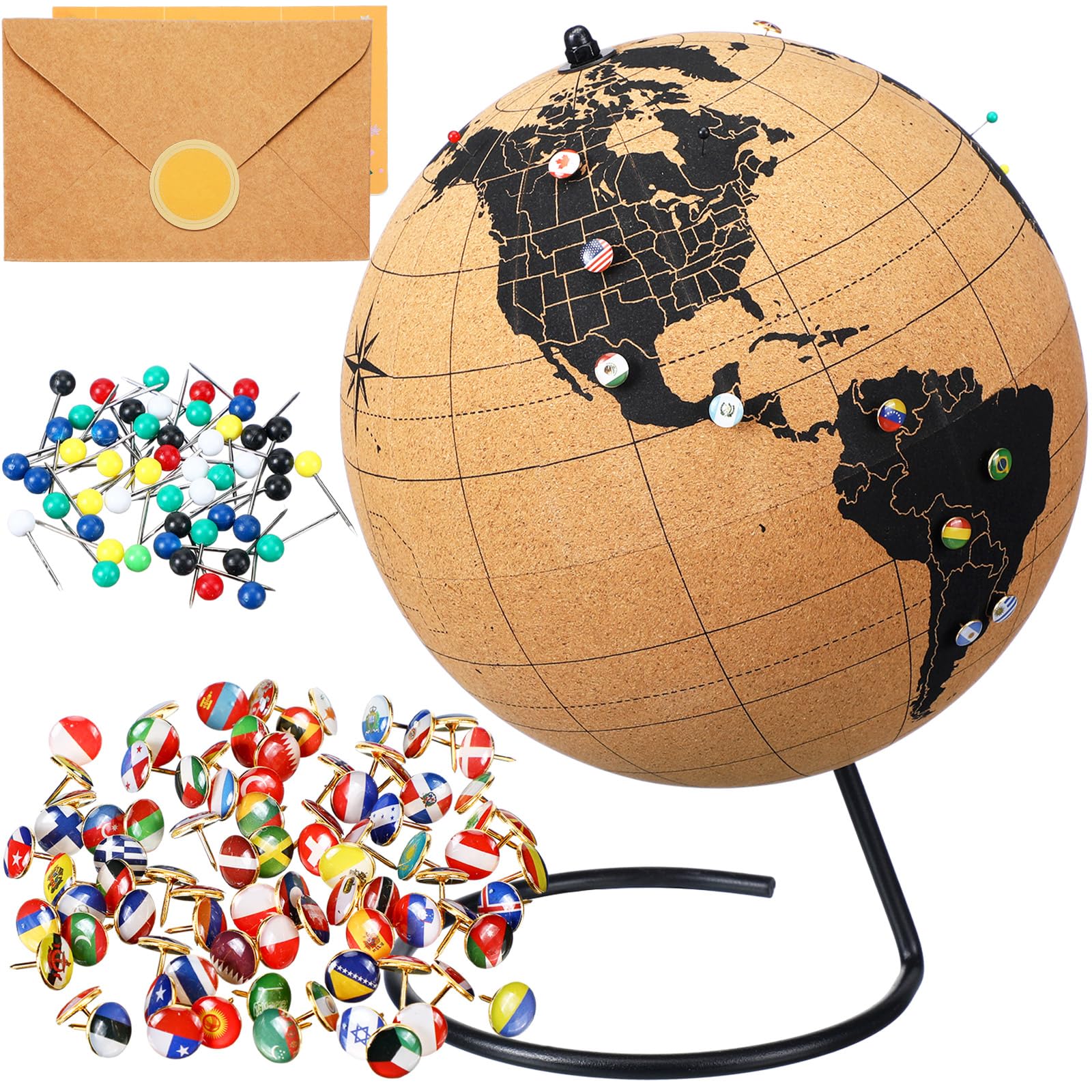 Amazon.com: Feifeiya Personalized Cork Globe with 100 National Flag ...