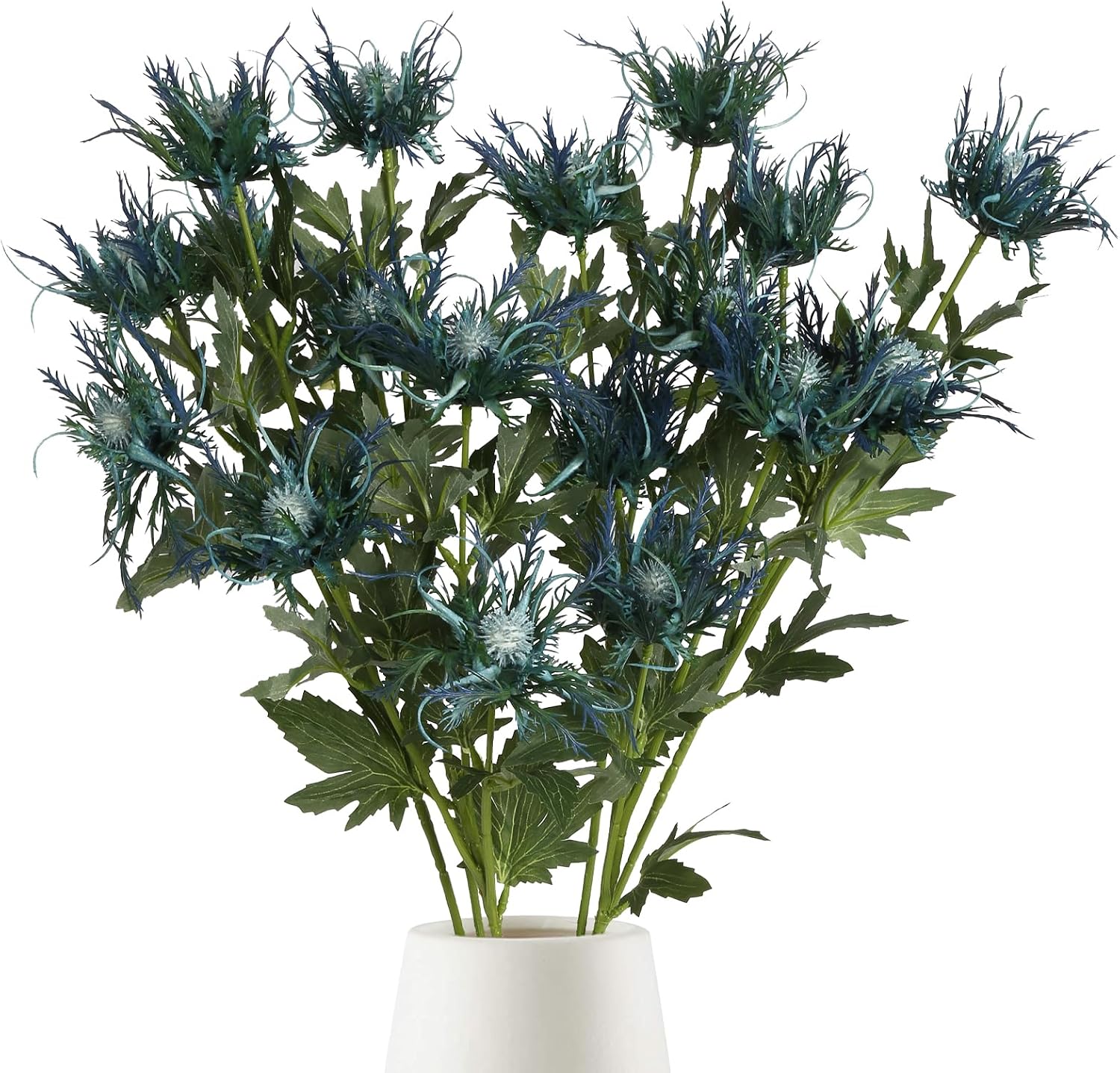 Amazon.com: Fqueelvys Blue Thistle Artificial Flowers Bouquet, 6PCS ...