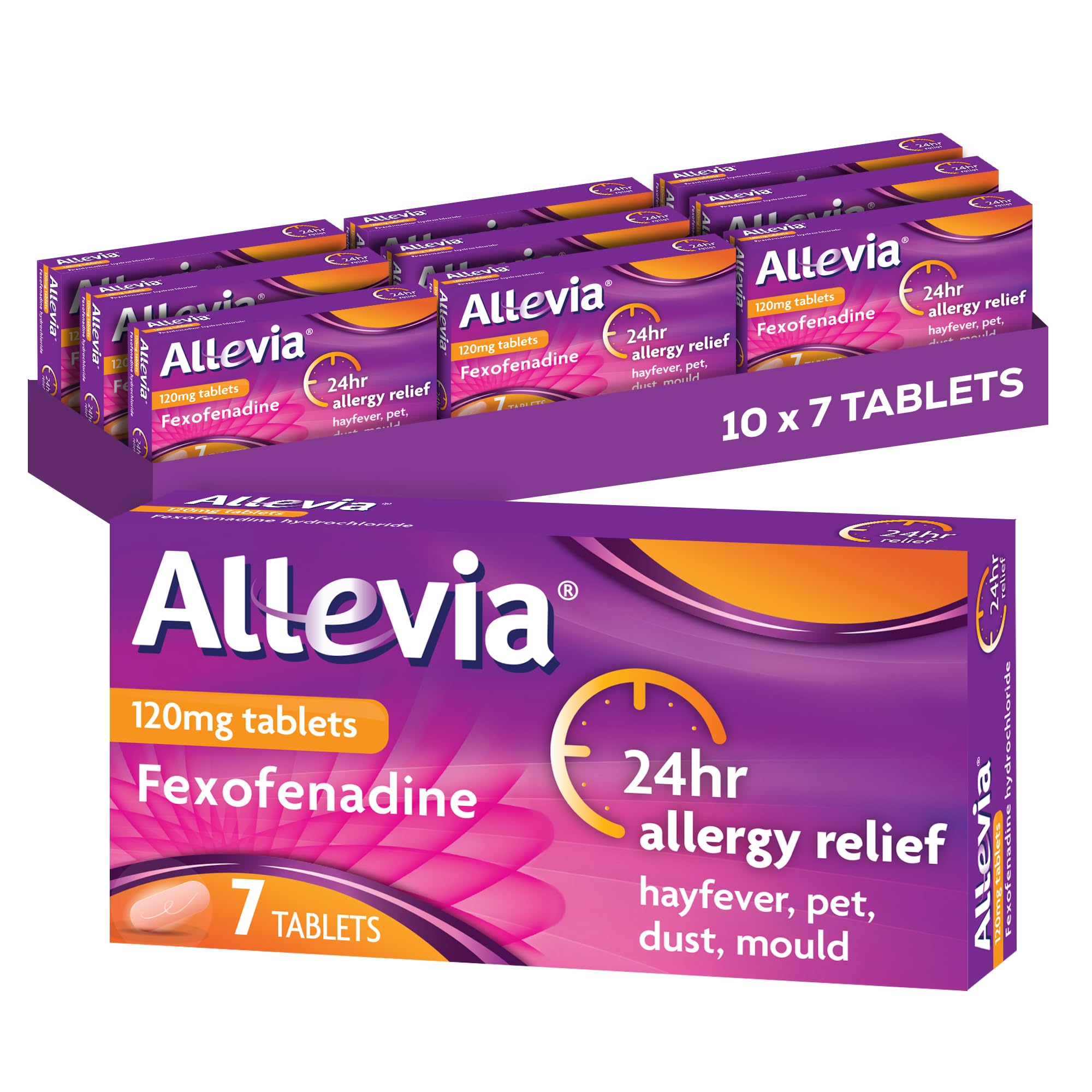 Allevia Allergy Tablets 70 Tablets 120mg Fexofenadine 24hr Relief Acts ...