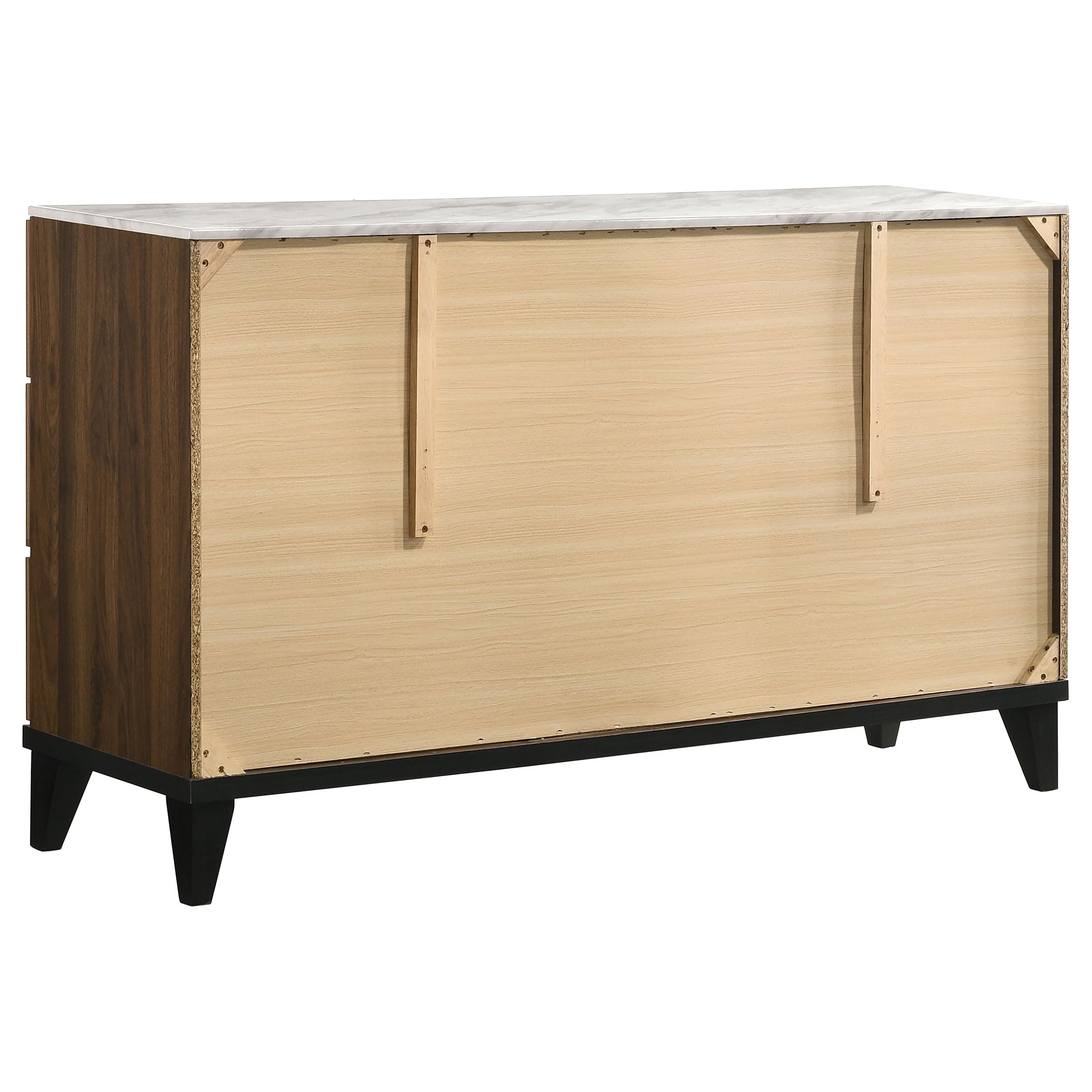 Coaster Home Furnishings Mays 6-Drawer Dresser Walnut Brown with Faux ...