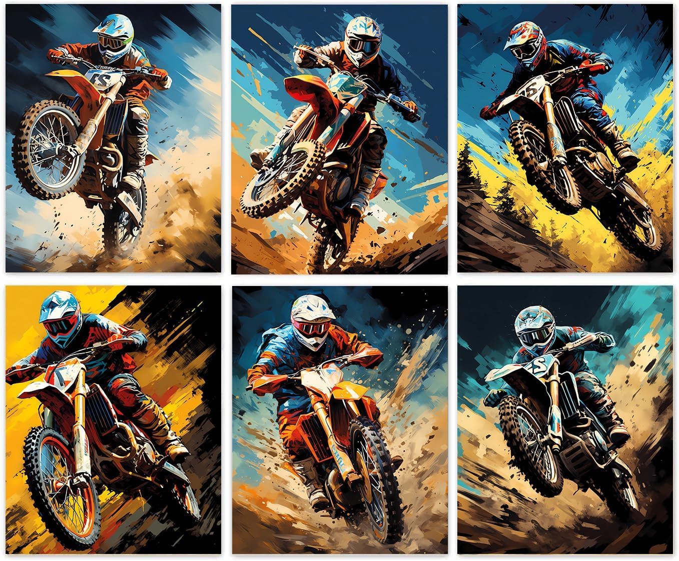 Amazon.com: DXOAGXQ Motocross Wall Art Prints,Cool Motocross Room ...