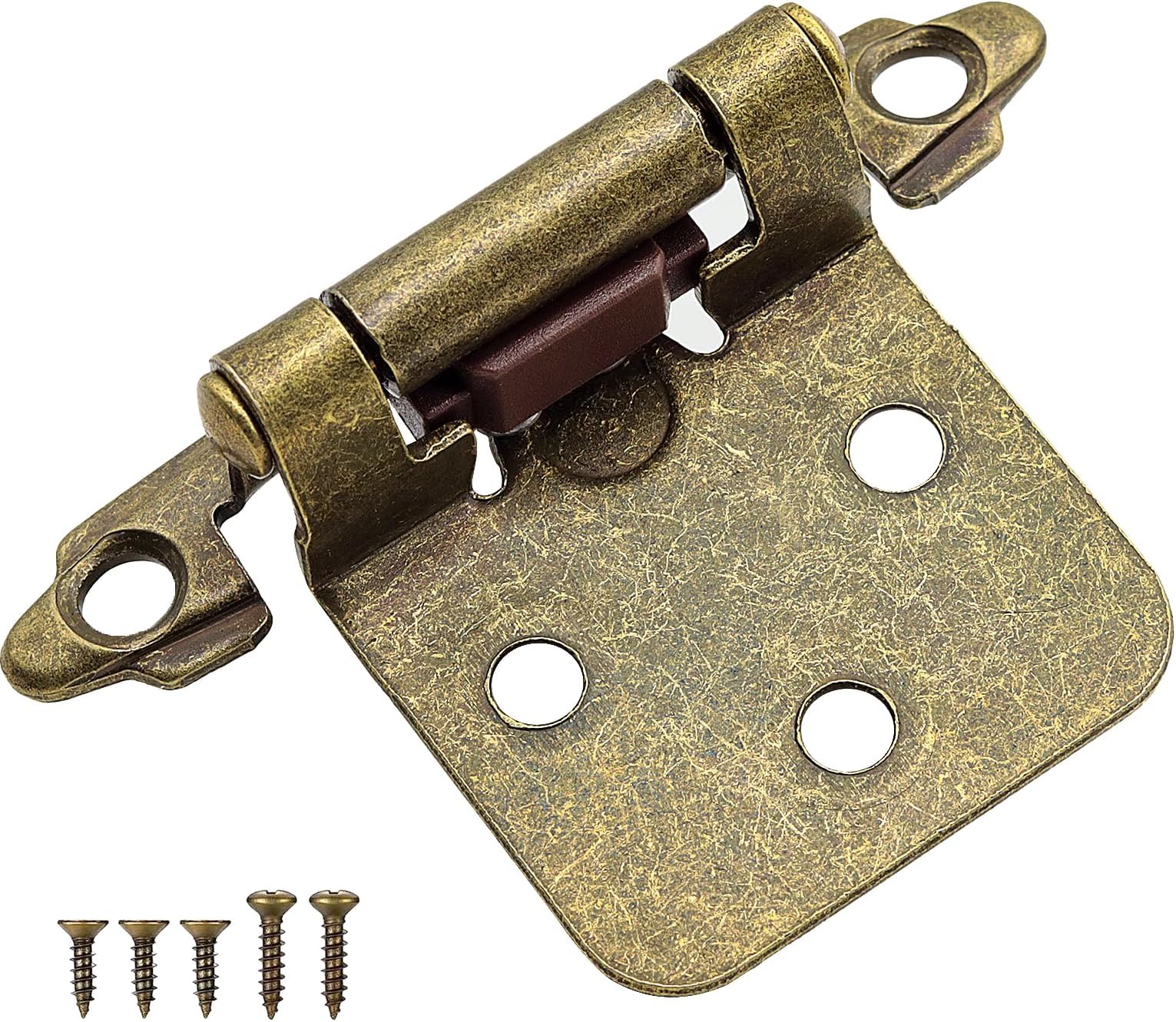 (40PCS) 20 Pairs Antique Brass Self closing flush mount cabinet hinges ...