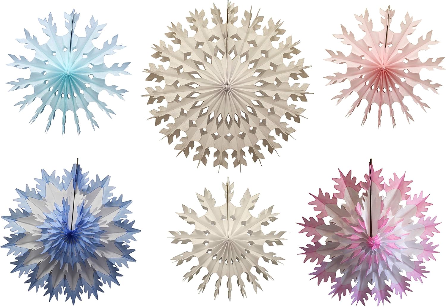 Amazon.com: 6-Piece Multi-Colored Tissue Paper Snowflake Party ...