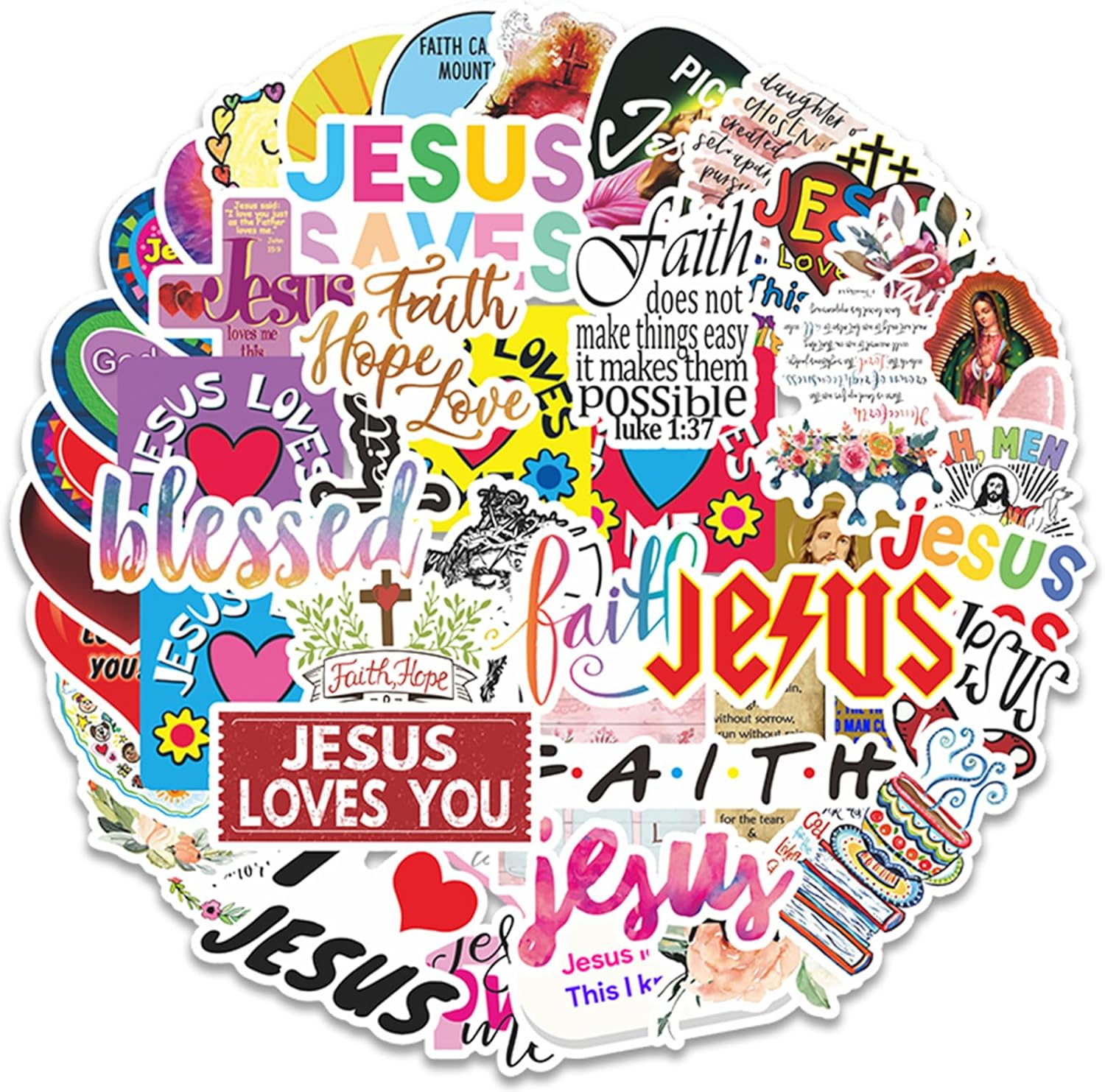 Amazon.com: Jesus Stickers, Jesus Faith Sticker Pack Gifts for Adults ...