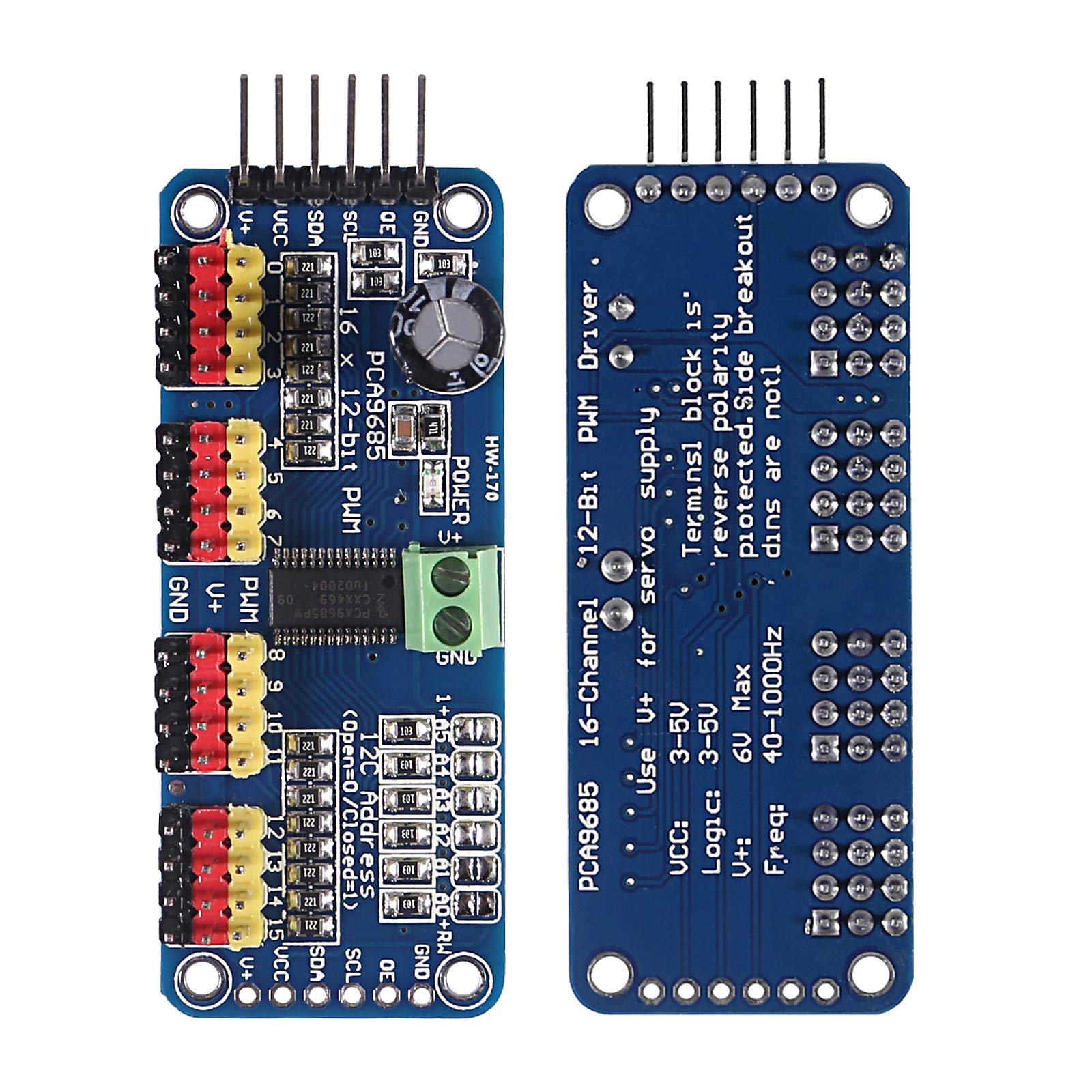 Snapklik.com : 2PCS PCA9685 16 Channel PWM Servo Motor Driver 12 Bit ...