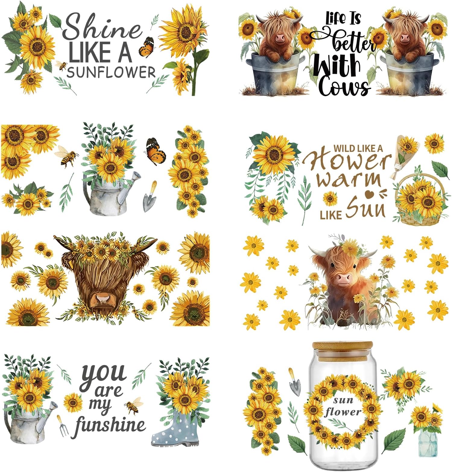 Amazon.com: VIVP 8 sheet UV DTF Cup Wrap Transfer Stickers for Glass ...