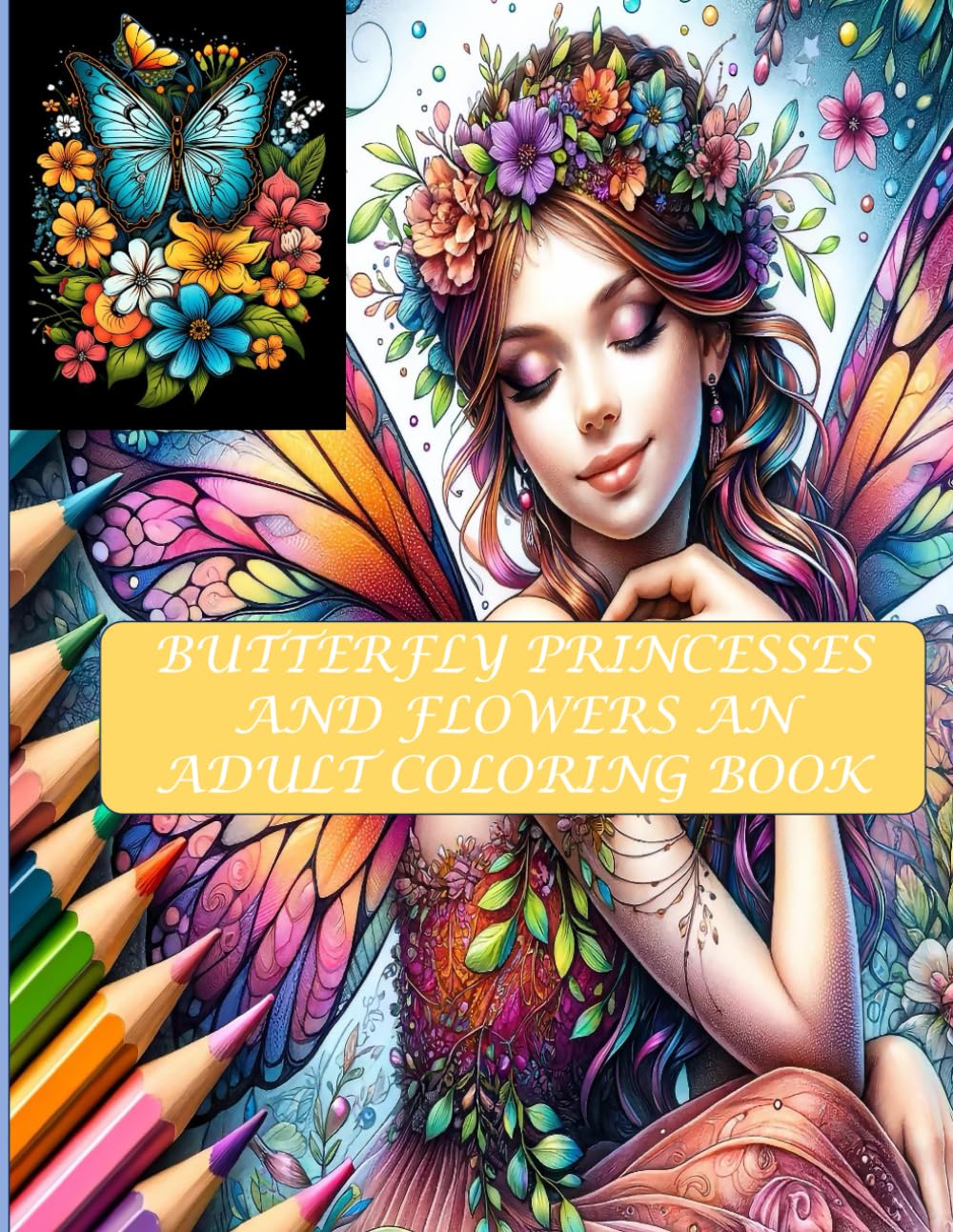 BUTTERFLY PRINCESSES AND FLOWERS: AN ADULT COLORING BOOK WITH 50 ...
