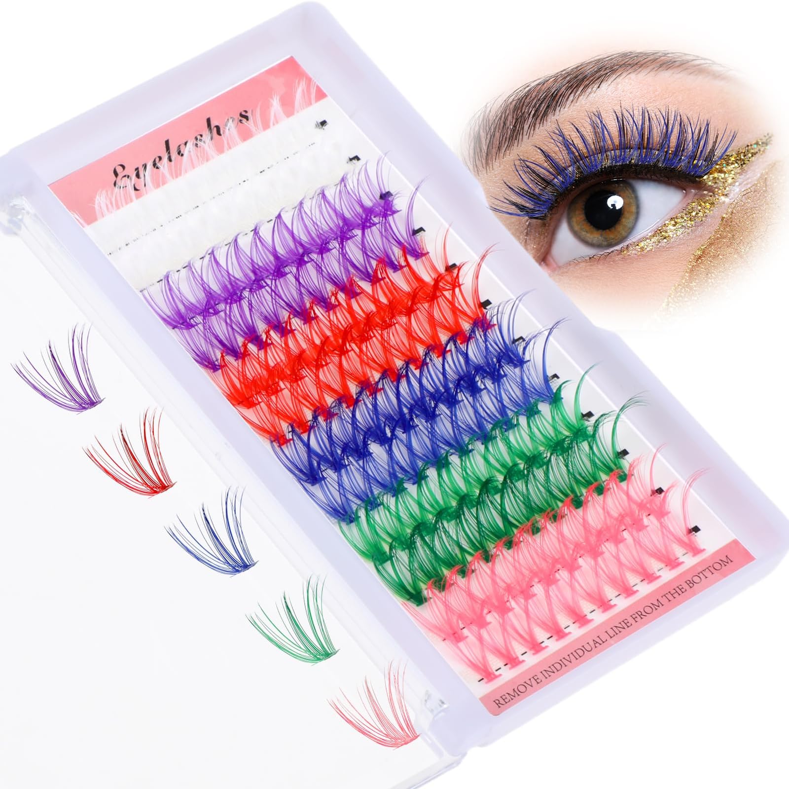 Amazon.com: Colored Lash Clusters 16mm Eyelash Extension Colored ...