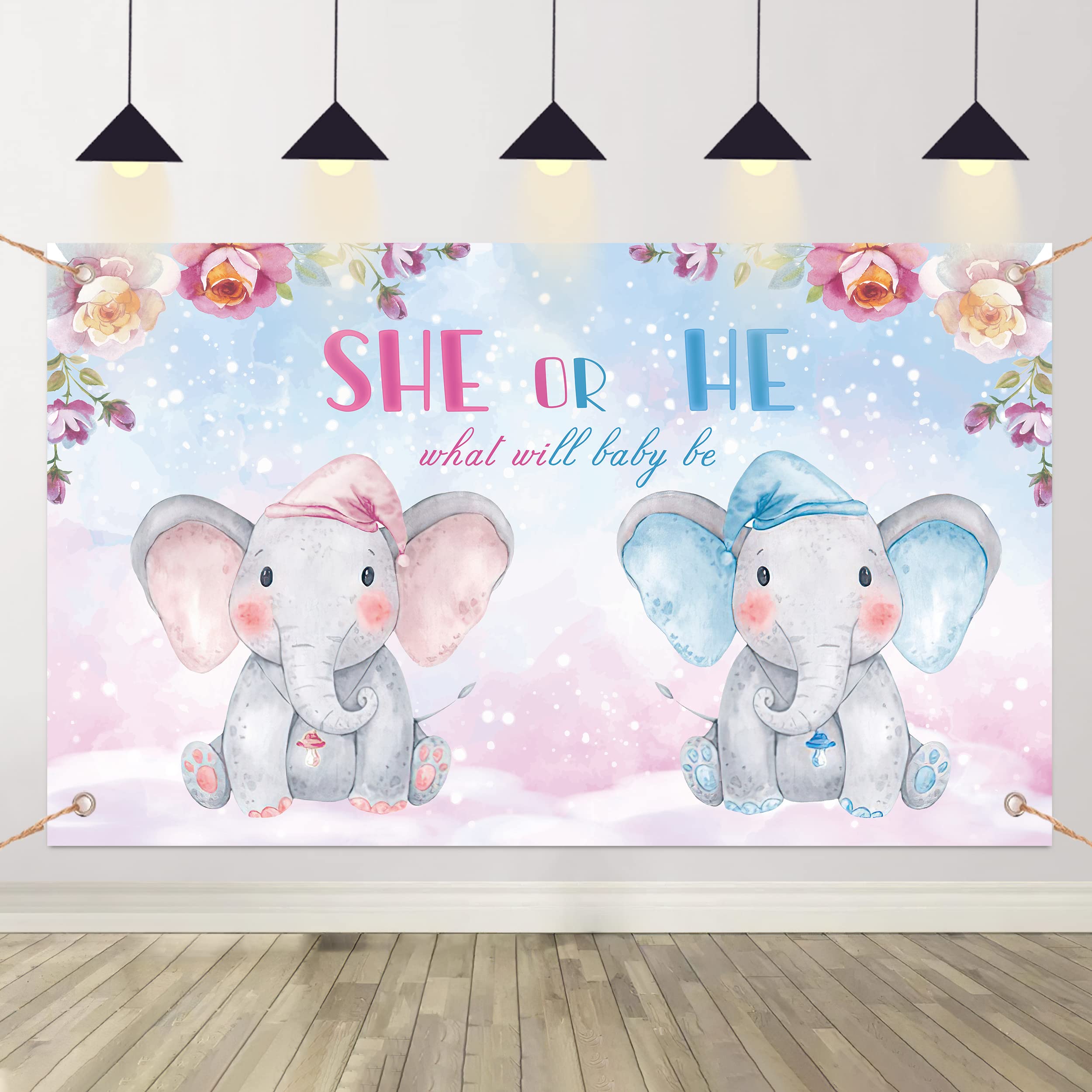 Nrvtrc Gender Reveal Backdrop Background 5x3ft He Or She Backdrop ...