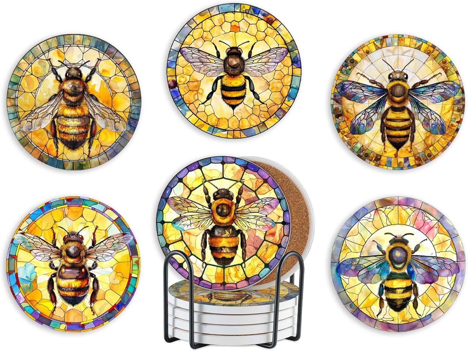 Amazon.com: Bee Gifts Coaster, Ceramic, Set of 6, with Gift Box ...
