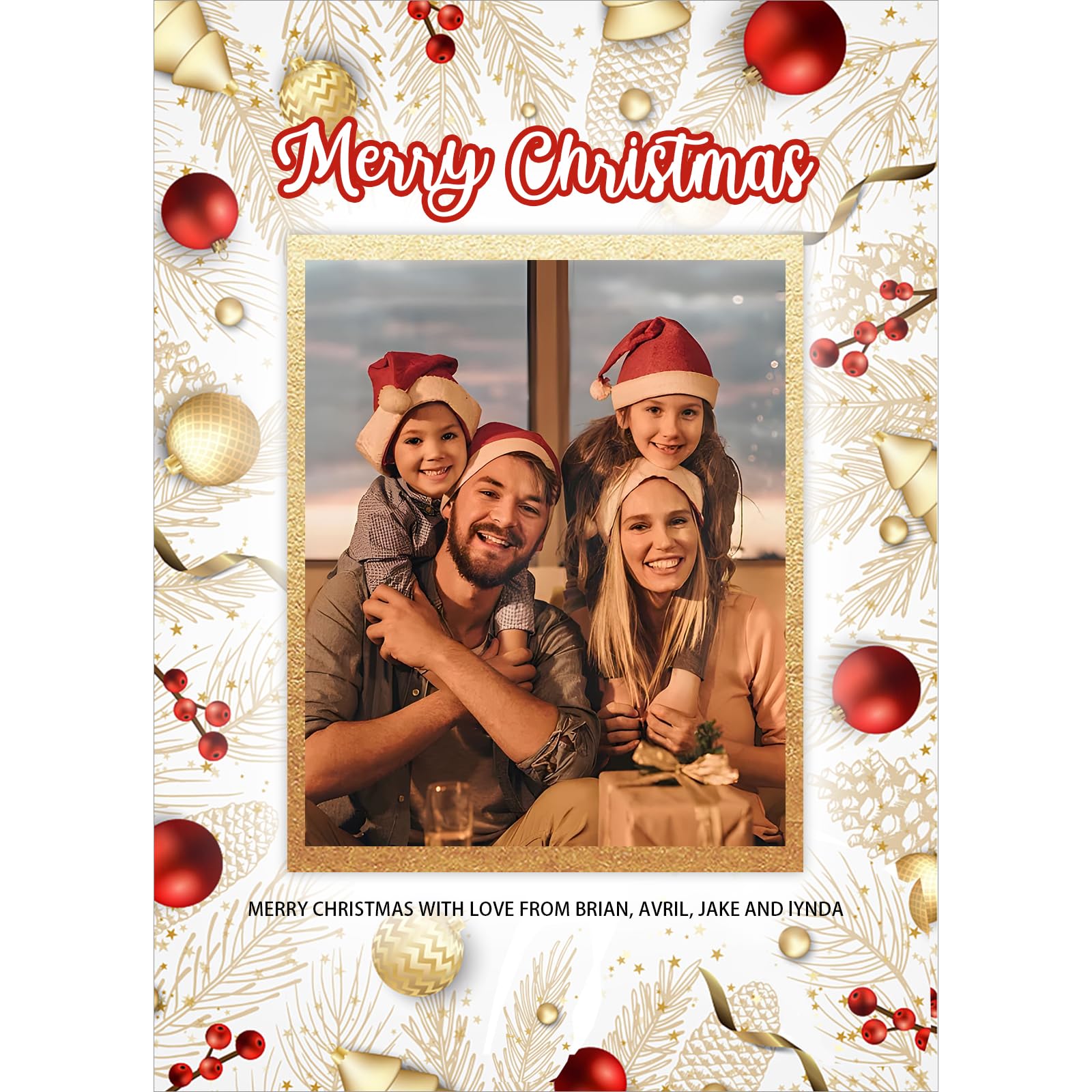 Amazon.com : WOKAI Personalized Christmas Greeting Cards Custom Merry ...