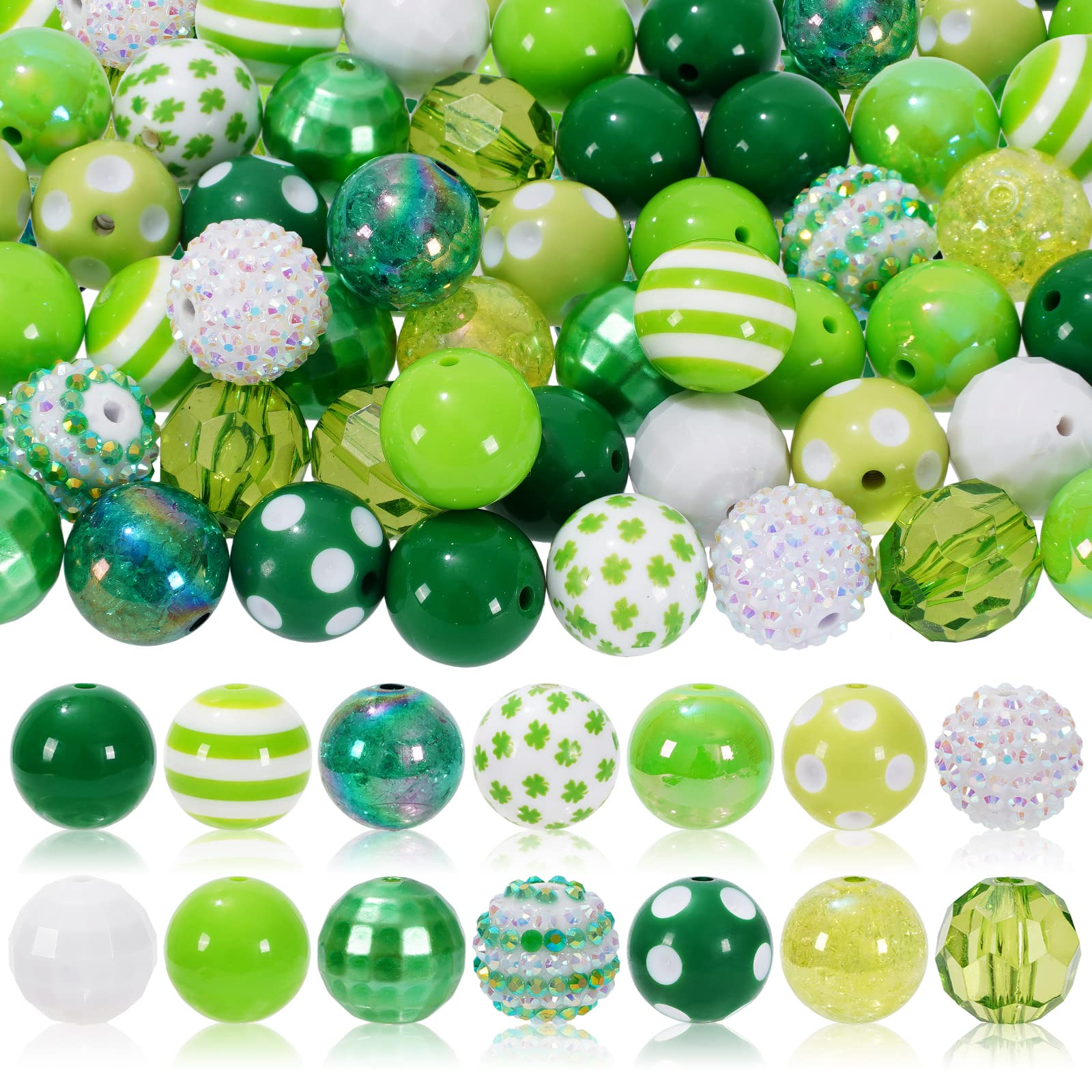 Amazon.com: Whaline 50Pcs 20mm St. Patrick's Day Beads Mixed Green ...