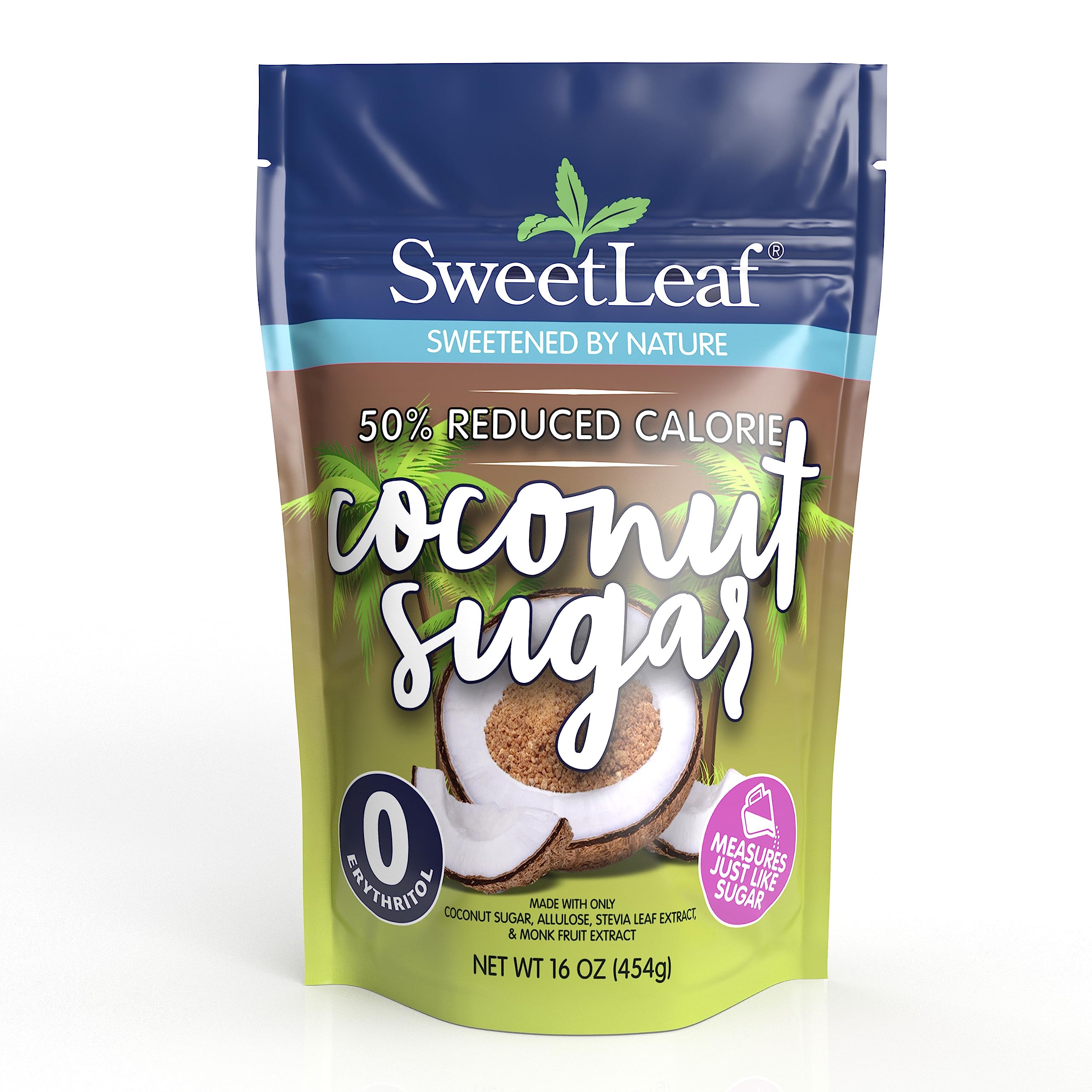 Amazon.com: SweetLeaf 50% Reduced Calorie Coconut Sugar with Allulose, Stevia and Monk Fruit ...