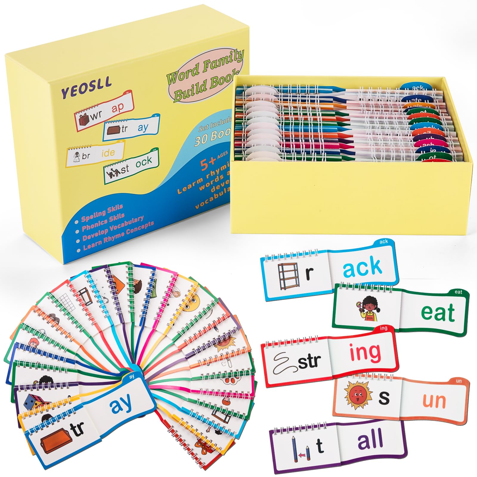 Word Family Build Books,Spell Read and Rhyme Flip Books,Letter Sounds ...