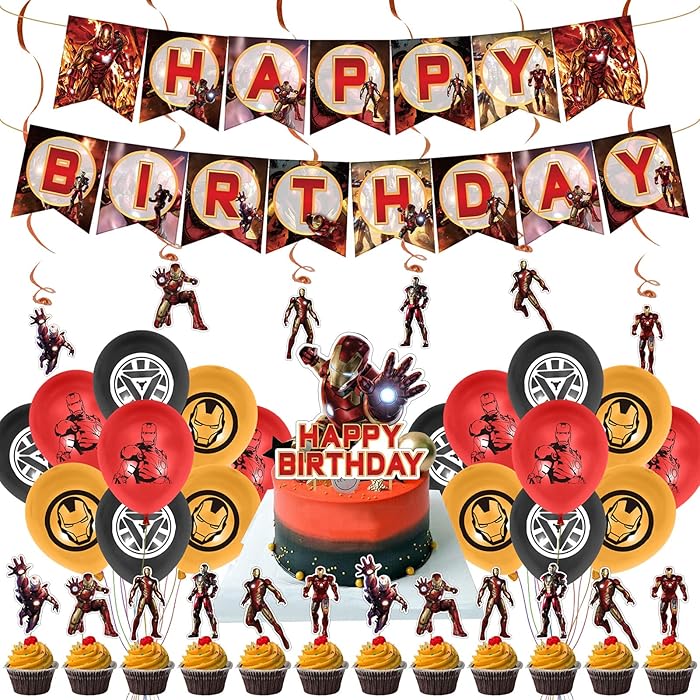 Buy Iron Man Party Supplies,Birthday Party Decorations for Iron Man for ...