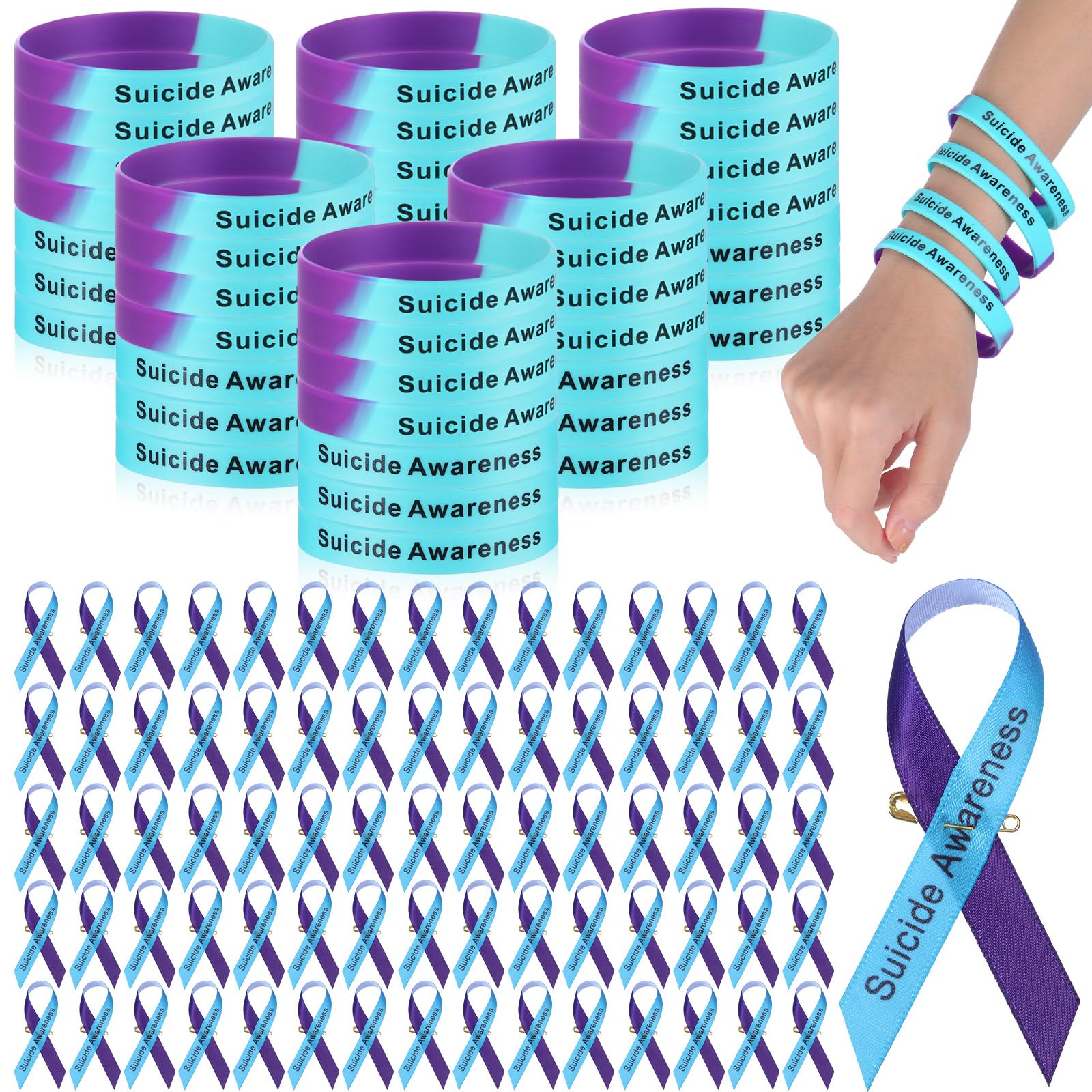 Amazon.com: Crowye 150 Set Multiple Suicide Awareness Accessories Set ...