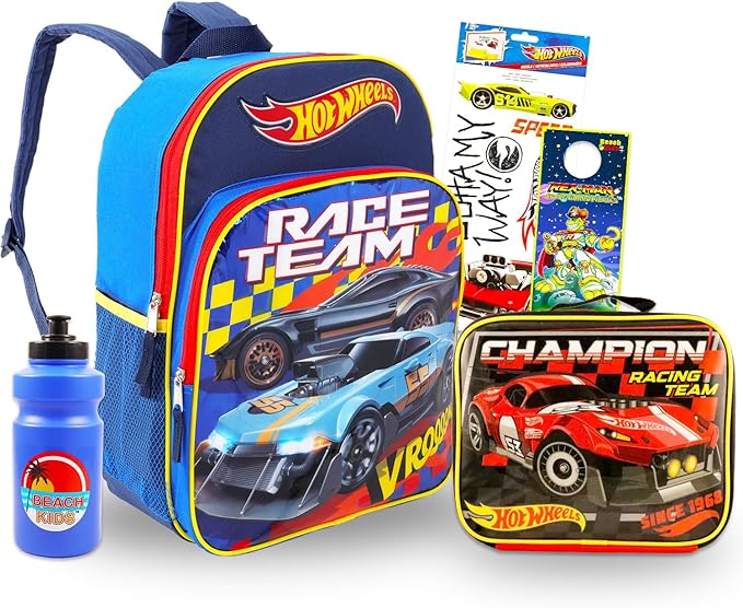 Amazon.com: Hot Wheels 16" Backpack and Lunch Box Set for Kids - School ...