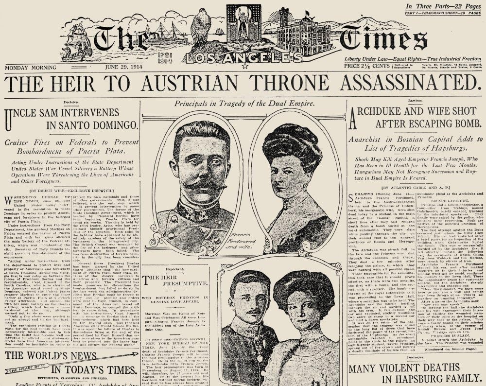 Ferdinand Assassination. /Nthe Front Page Of 'The Los Angeles Times' On ...