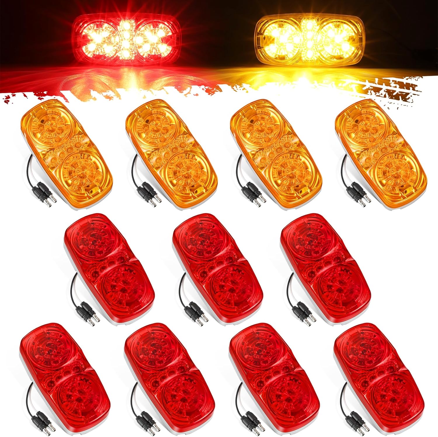Amazon.com: Partsam 11Pcs Upgrade Double Bullseye Amber/Red 16LED ...