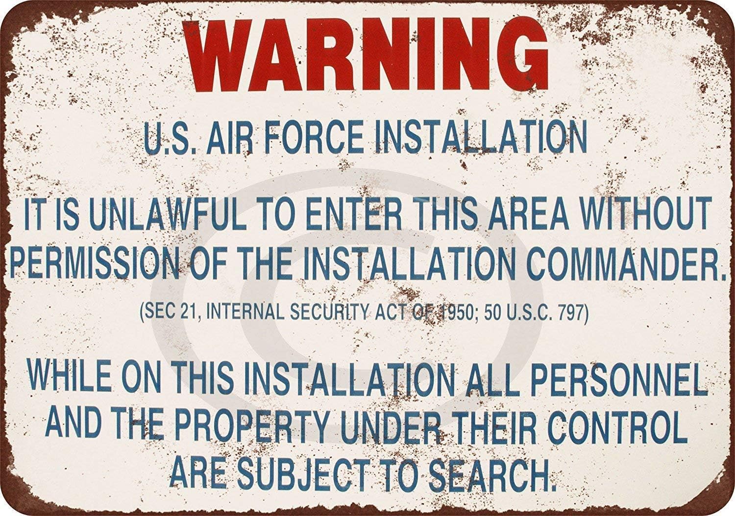 Amazon.com: Isaric Tin Sign Warning US Air Force Installation ...