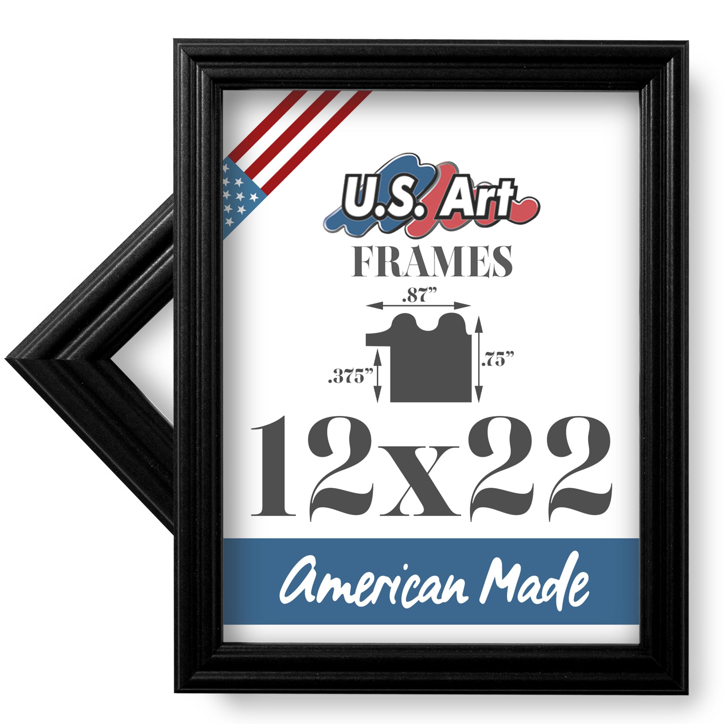 Amazon.com: US Art 12x22 Black .75 in Wooden Photo Picture Poster Frame ...