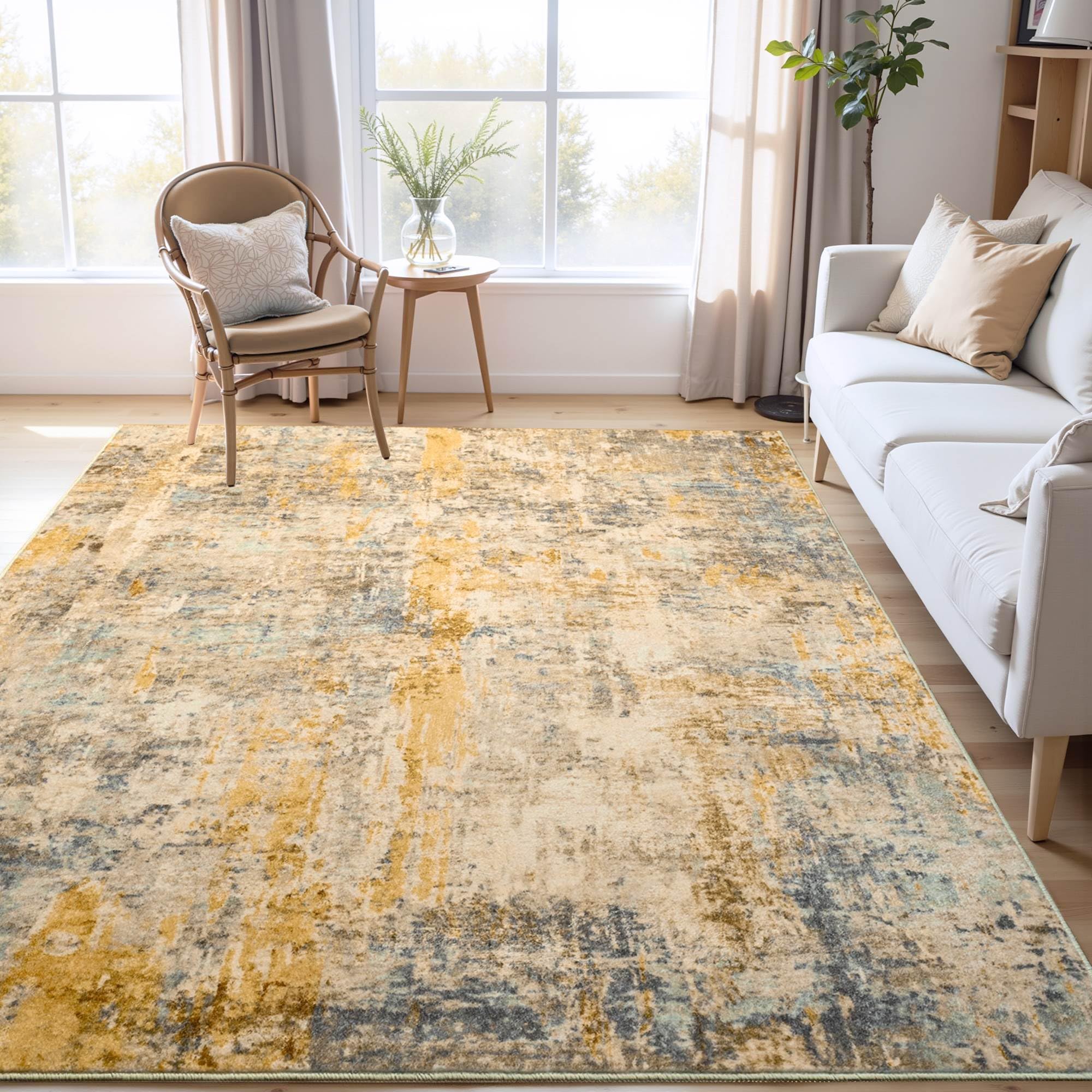 Amazon.com: Area Rug 4x6 Beige Rug Washable Boho Rugs Non Slip Low Pile ...