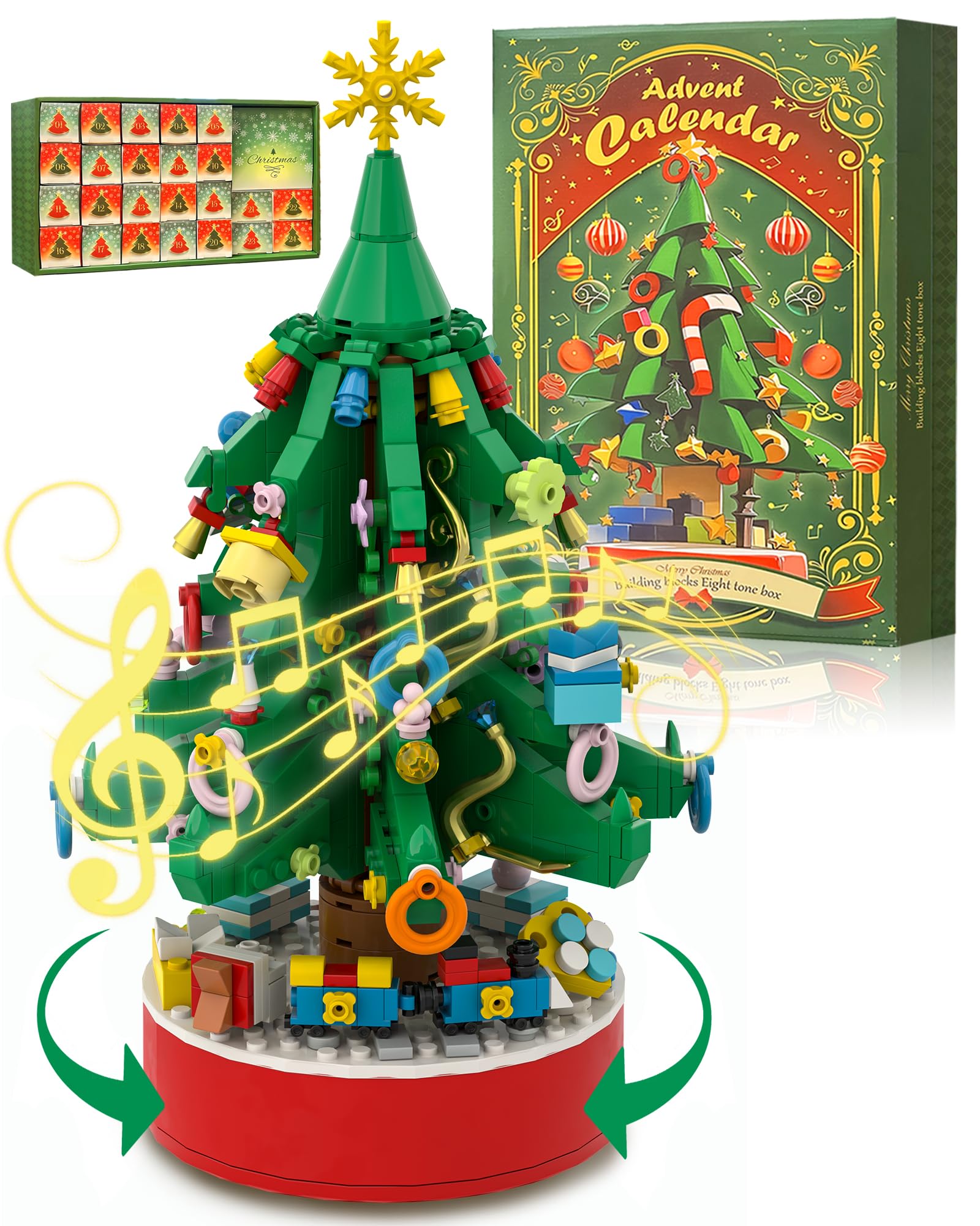 Amazon.com: Advent Calendar 2024 Christmas Tree Building Set with ...