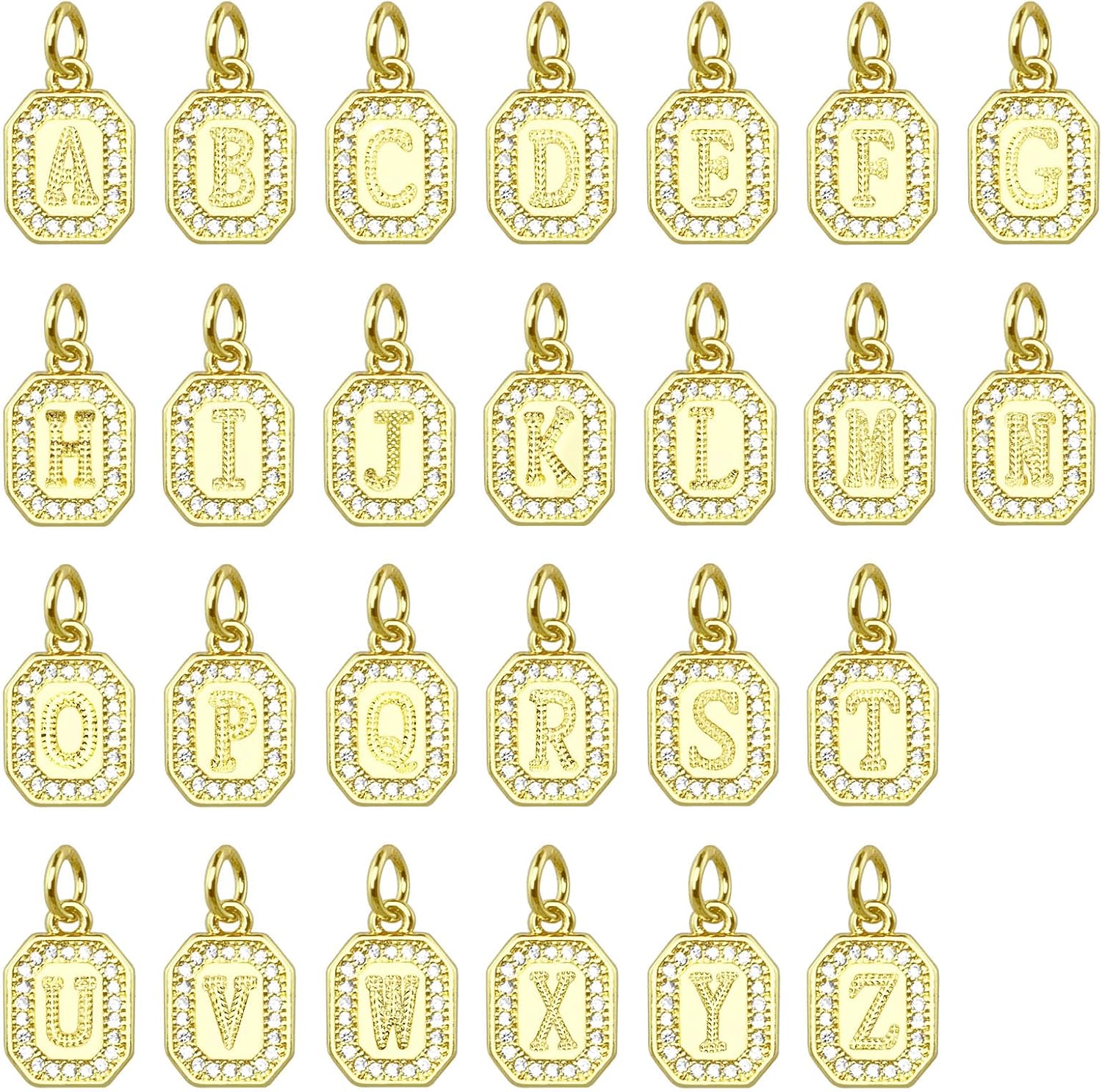 Amazon.com: BETITETO 26pcs 18K Gold Plated Octagon Letter Charms ...