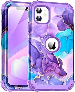 Amazon.com: BQQFG for iPhone 11 Case,Marble Design Three Layer Heavy Duty Shockproof Hybrid Hard ...