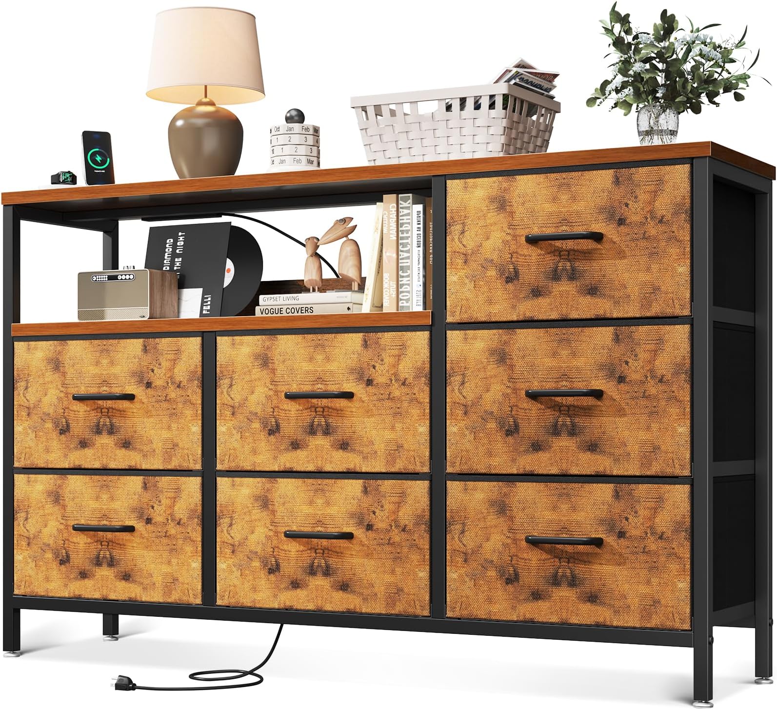 Amazon.com: AODK Dresser with Charging Station, 52-Inch Long Dresser ...