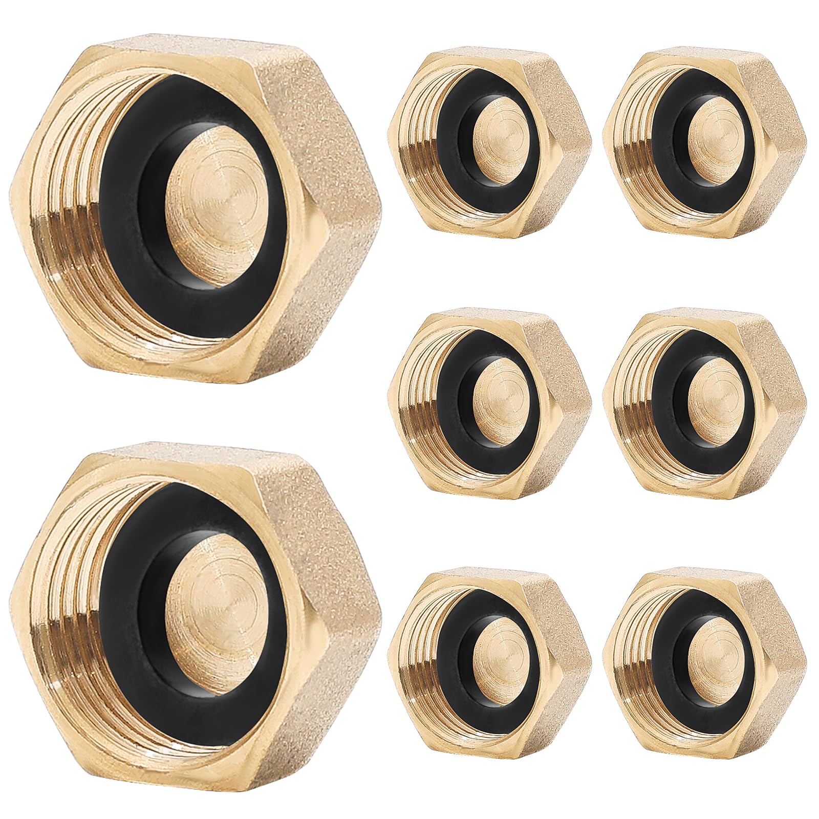 Pack of 8 Brass Blanking Caps, 1/2 Female BSP Thread Brass Compression ...