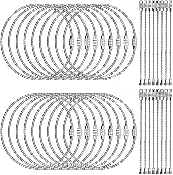 Amazon.com: PIKBIU Stainless Steel Wire Keychains Cable,6 Inch Key Ring ...