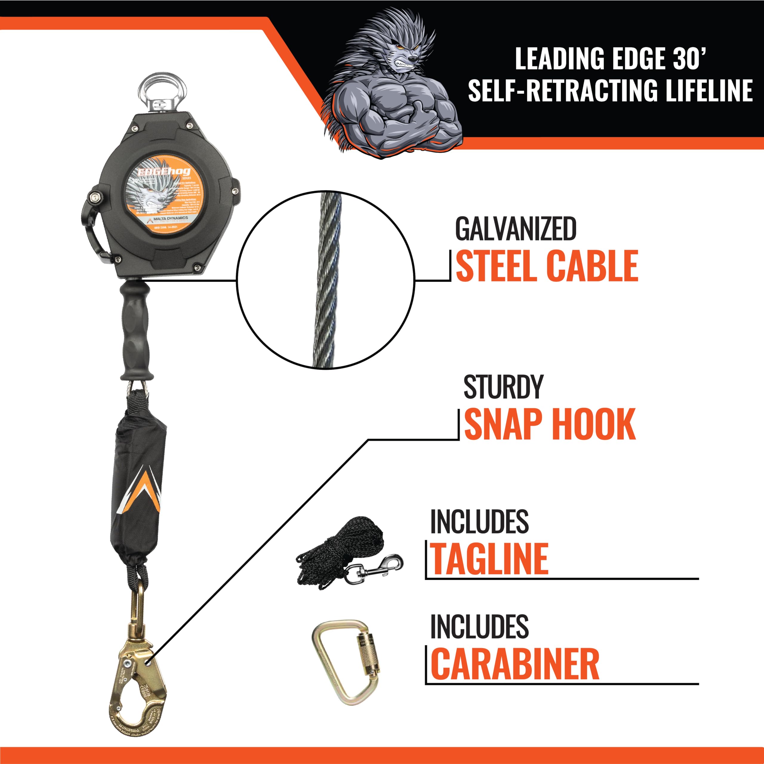 Snapklik.com : Malta Dynamics Edgehog Self Retracting Lifeline 30 ...