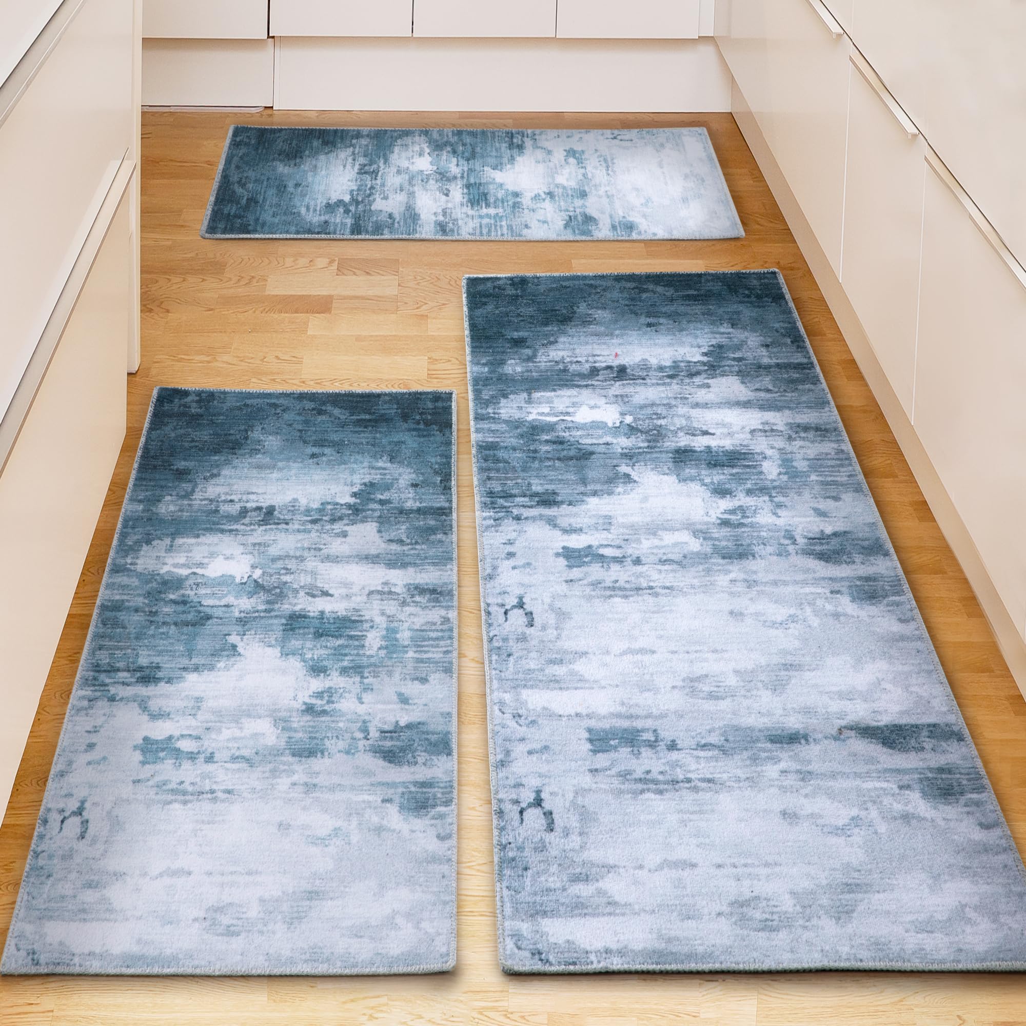 Amazon.com: HOMBYS Washable Non Slip Kitchen Rugs Set of 3,Modern ...