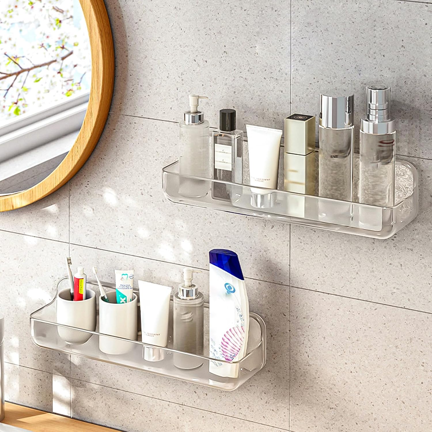 Amazon.com: Diesisa 2pc Acrylic Wall Mount Organizer, Adhesive Shelf ...
